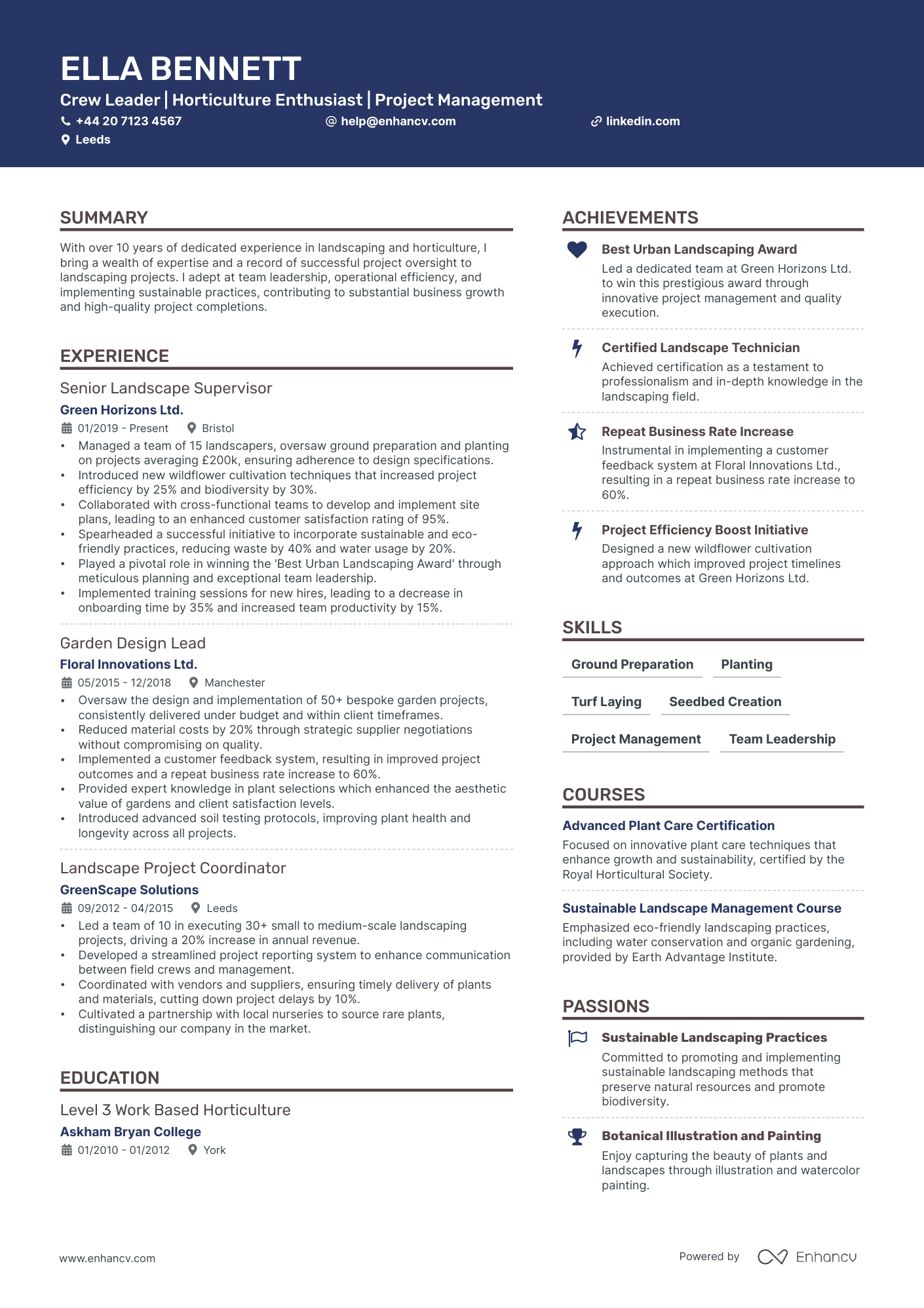 Landscaping CV Examples & Guide for 2025