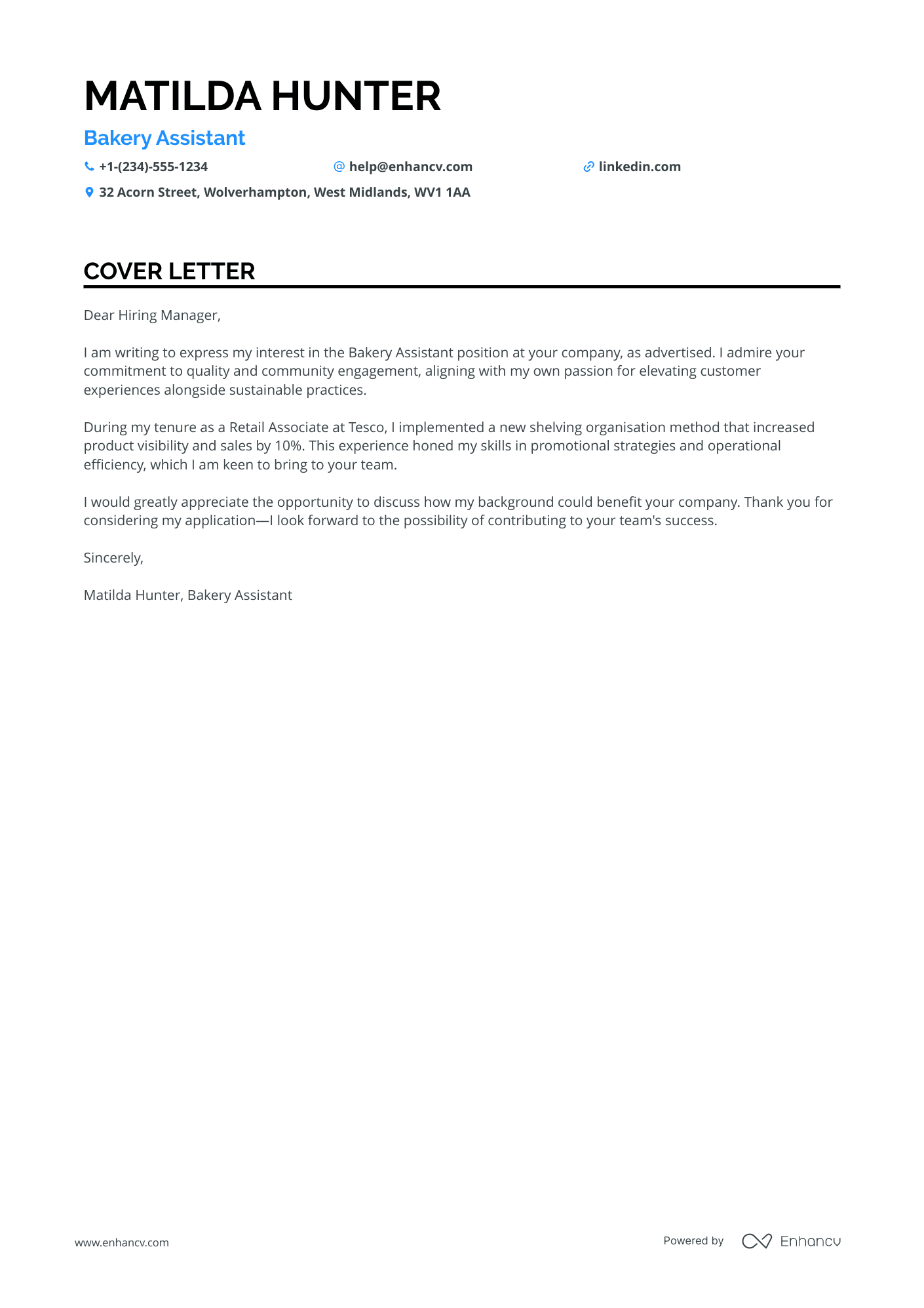 Baker Cover Letter Examples & Guide for 2025