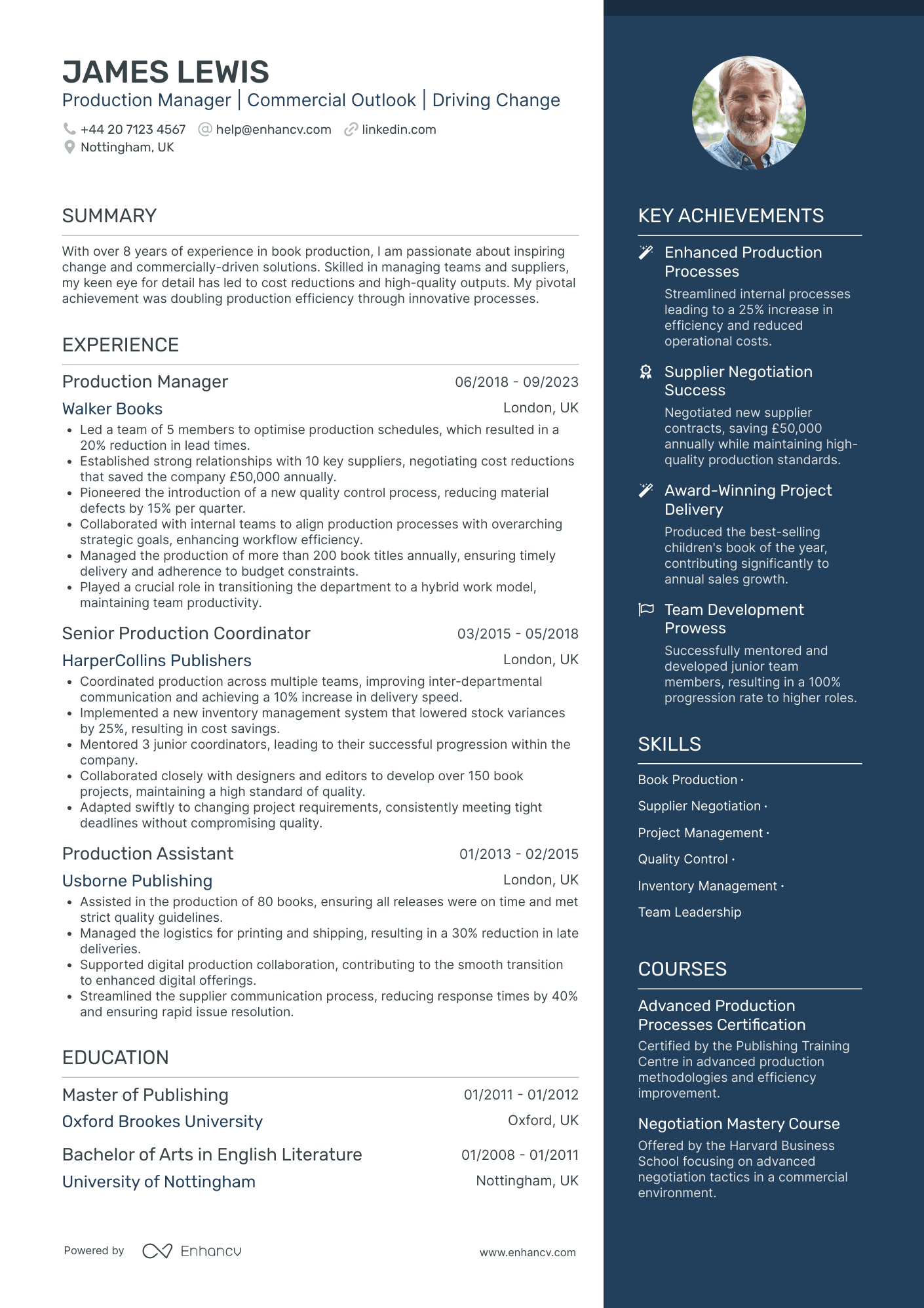 Production Manager CV Examples & Guide for 2026