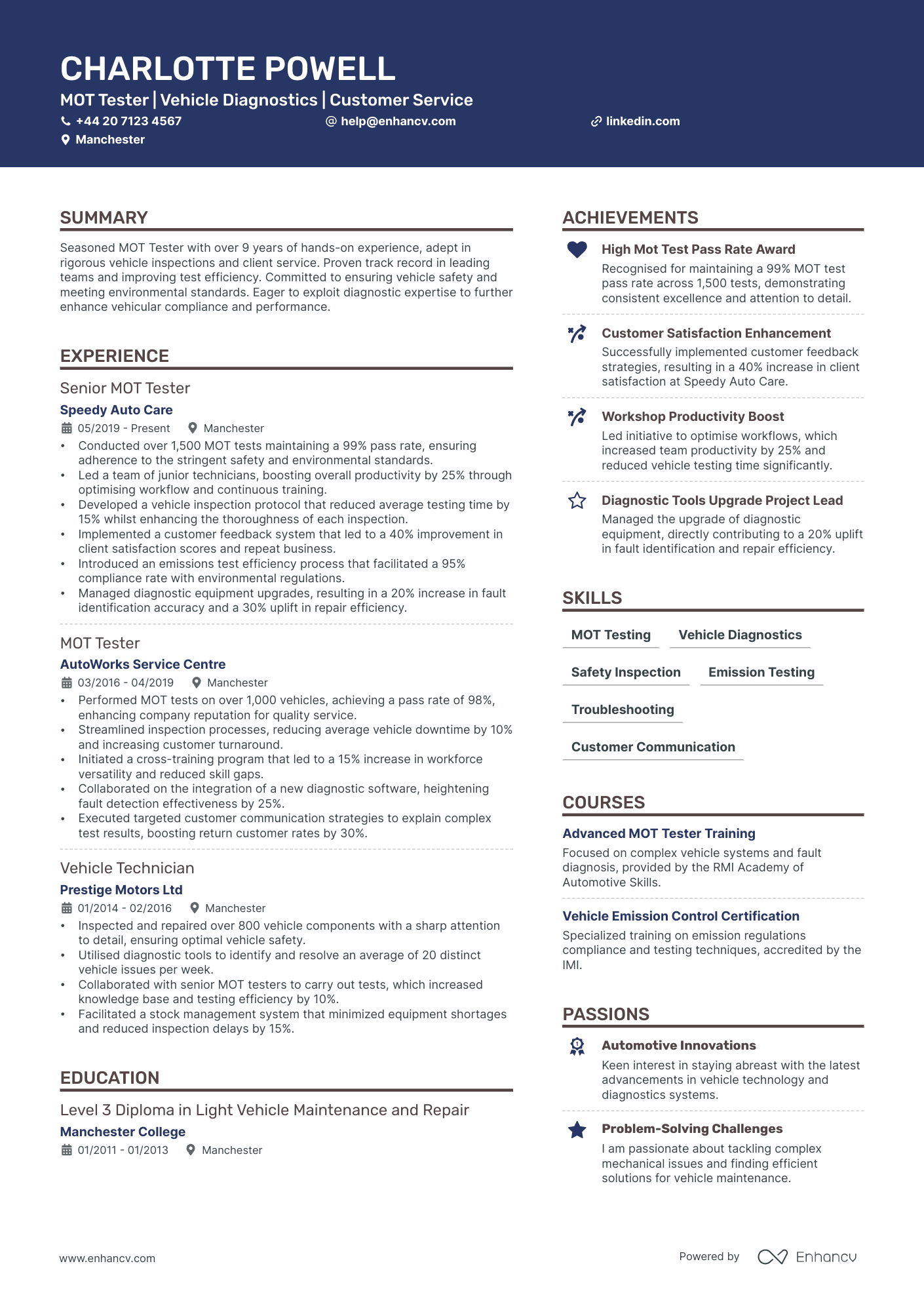Mechanic CV Examples & Guide for 2025