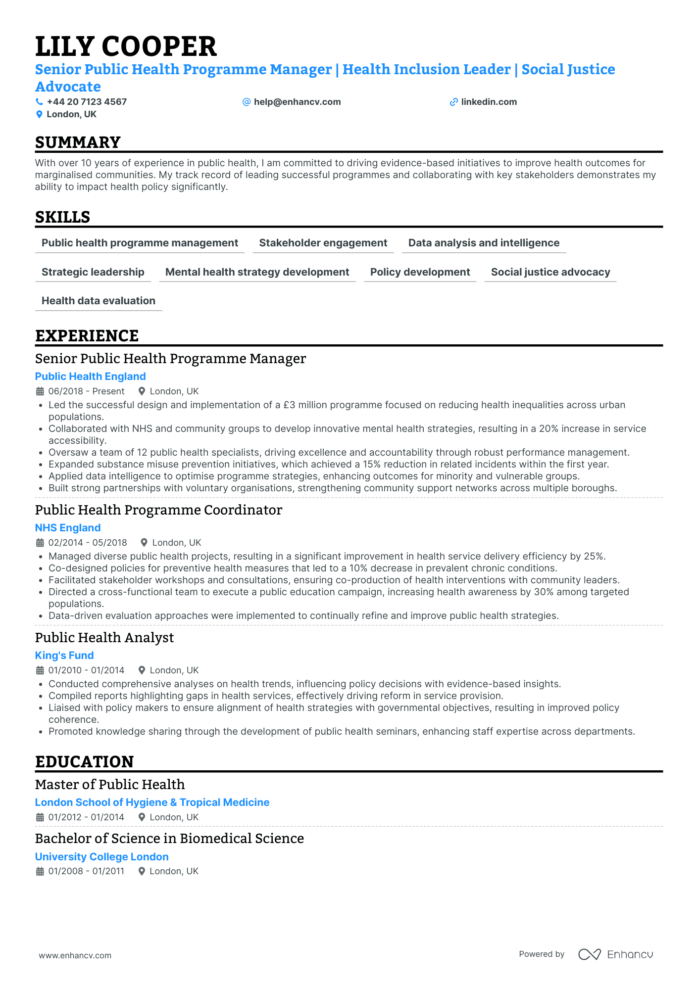 Public Health CV Examples & Guide for 2026
