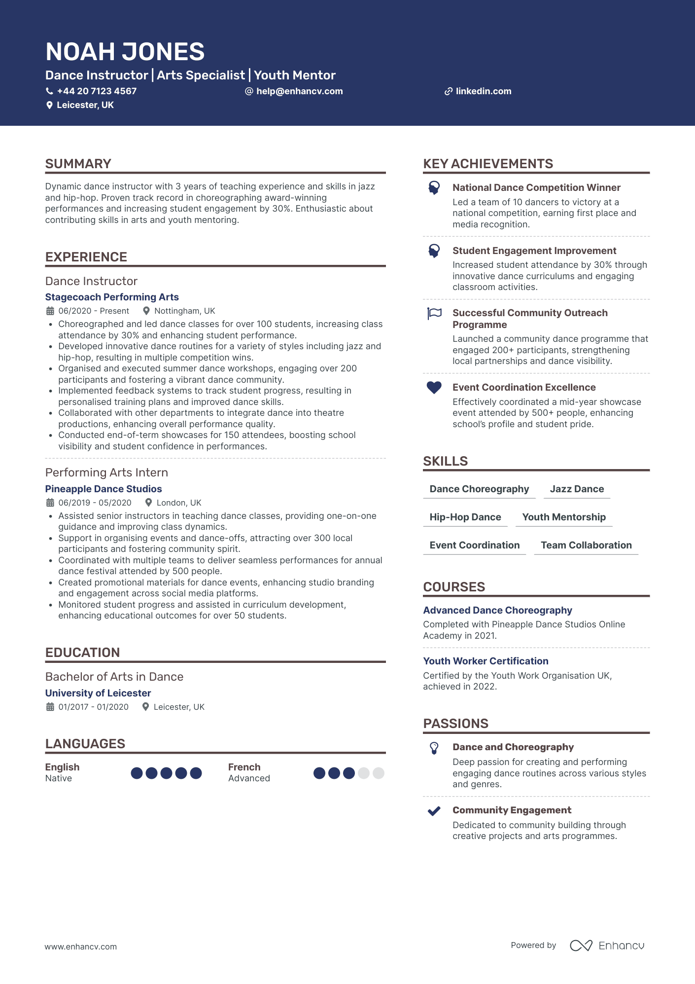 Dance CV Examples & Guide for 2026