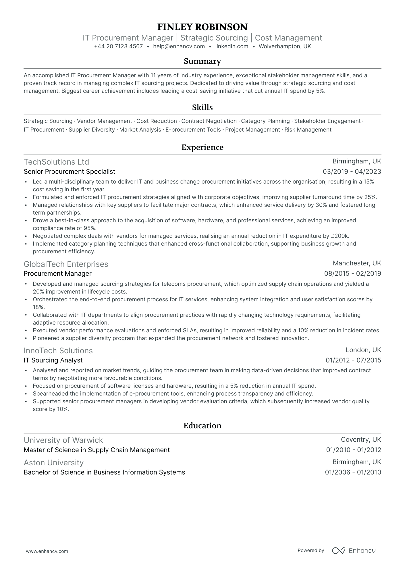 Procurement Manager CV Examples & Guide for 2025
