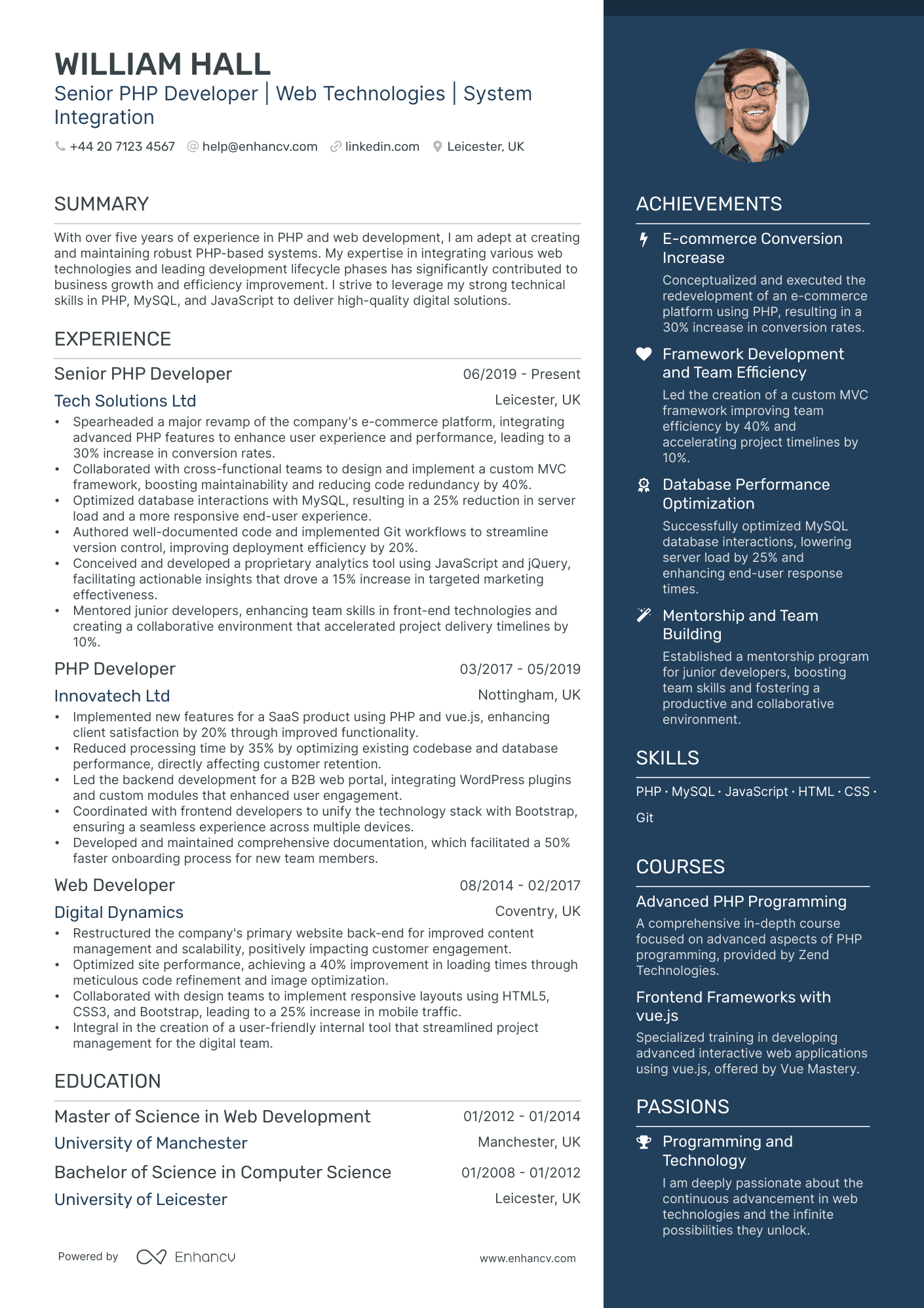 PhP Developer CV Examples & Guide for 2025