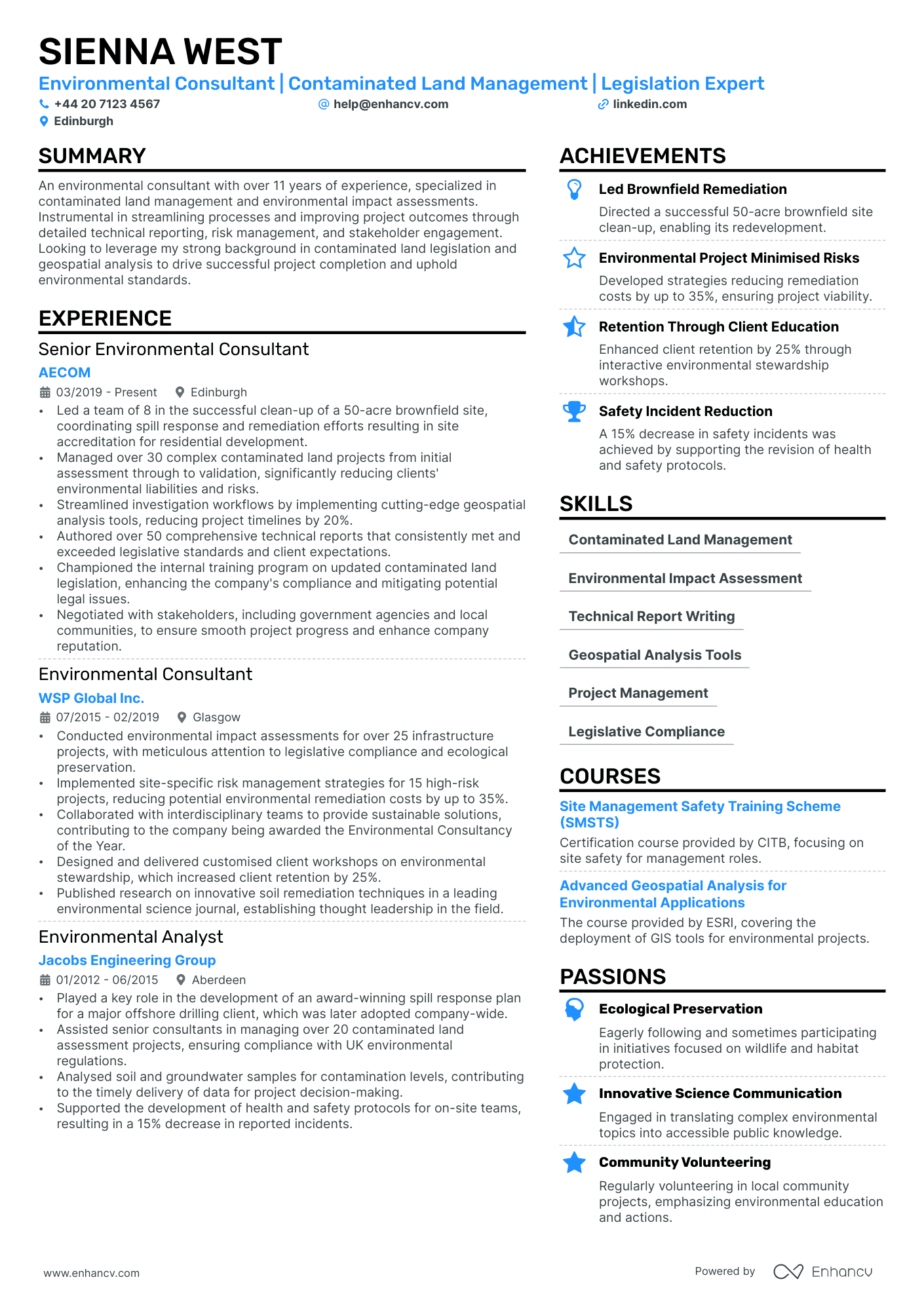 Environmental Consultant CV Examples & Guide for 2024