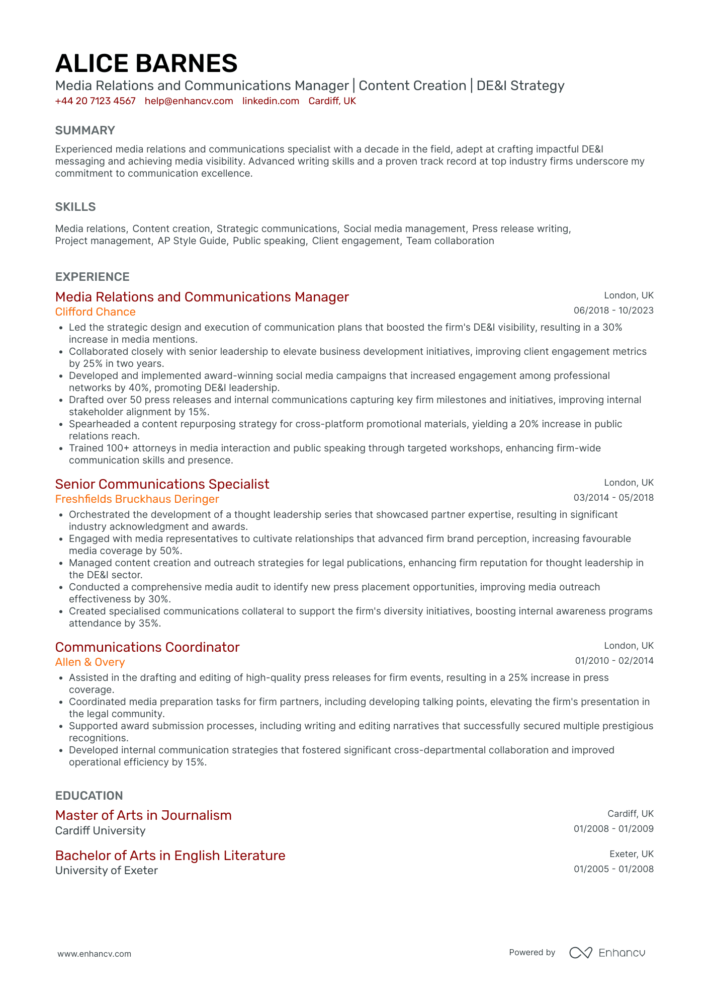 Communications Officer CV Examples & Guide for 2026