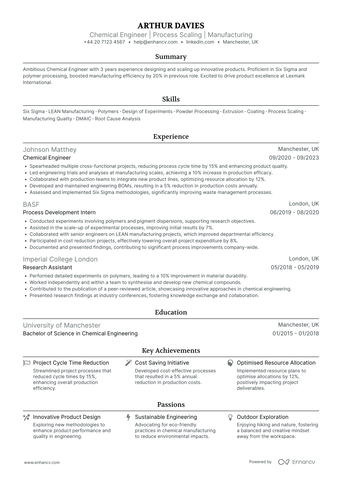 Chemical Engineer CV Examples & Guide for 2026
