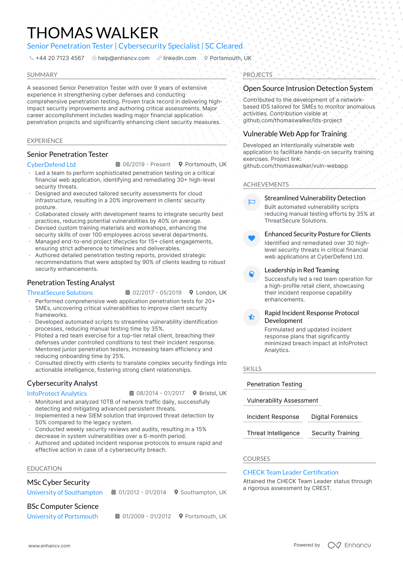 Penetration Tester CV Examples & Guide for 2025