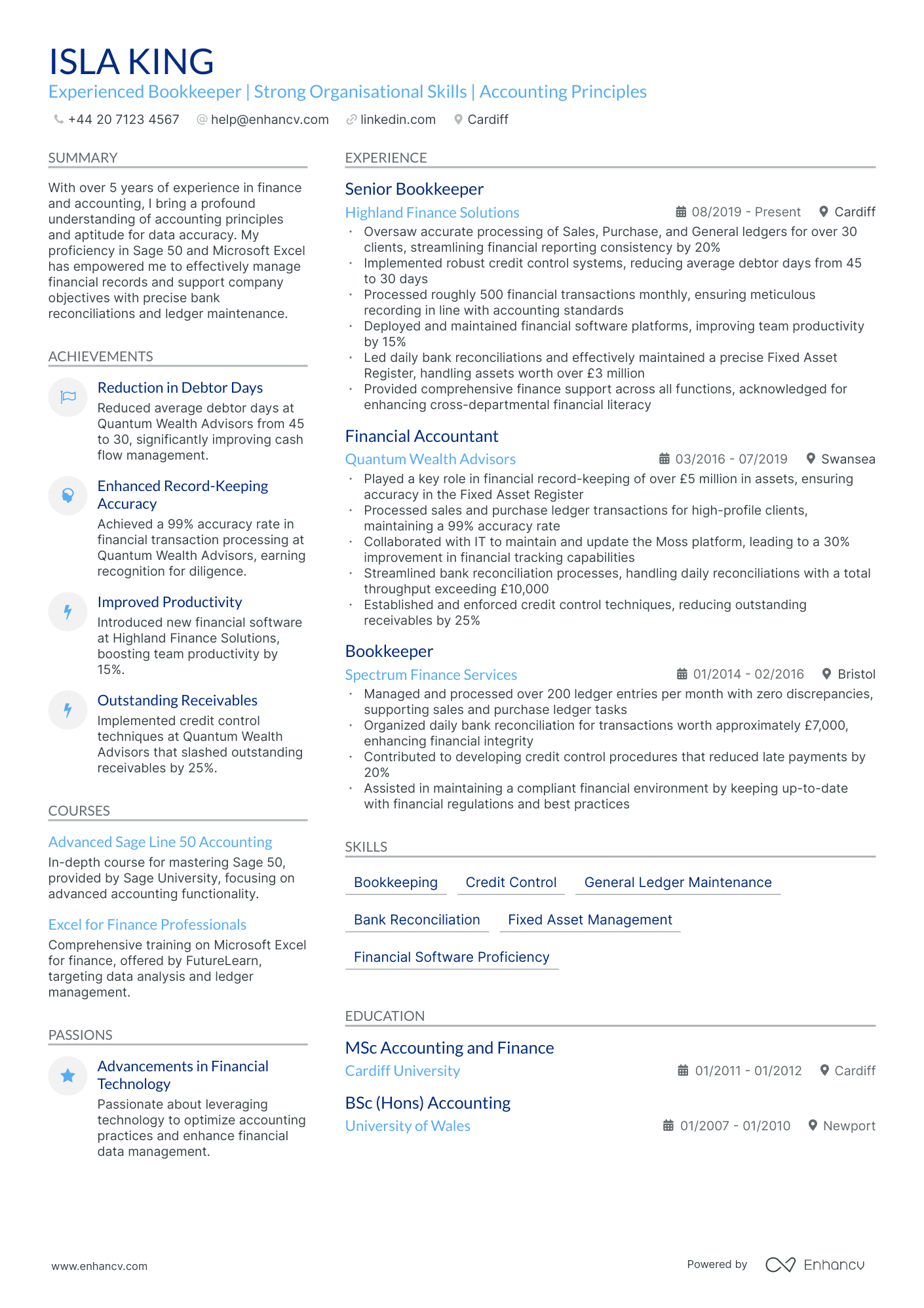 Bookkeeper CV Examples & Guide for 2025