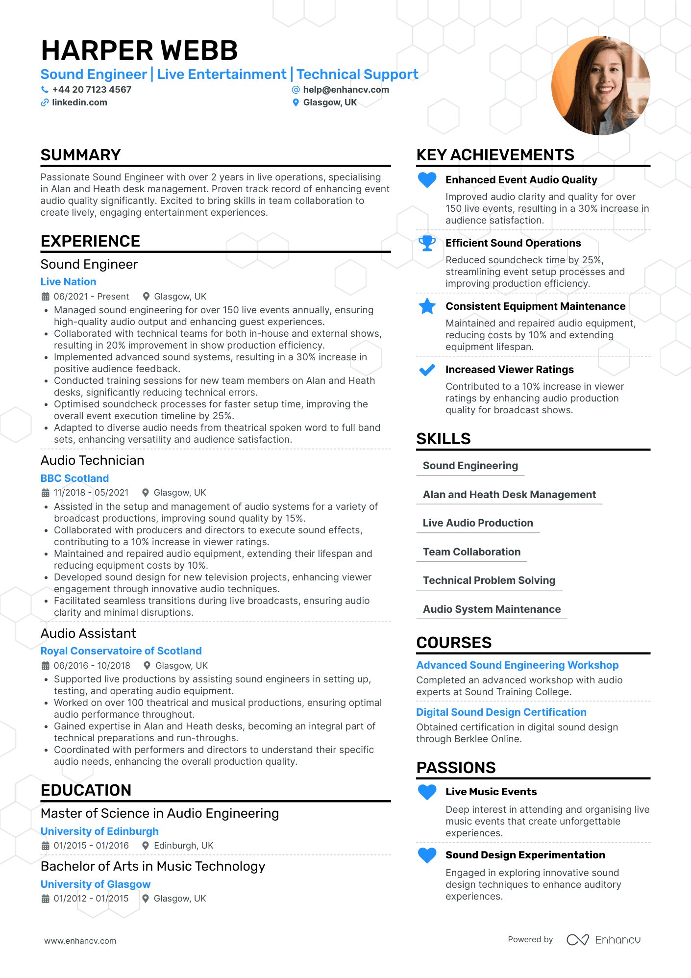 Audio Engineer CV Examples & Guide for 2026