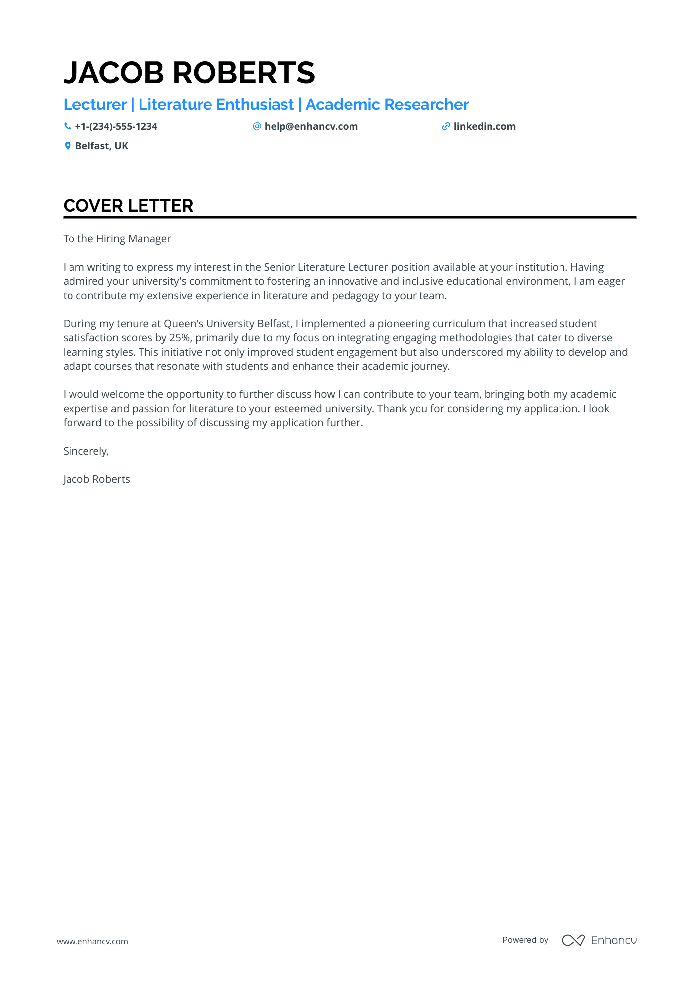 Lecturer Cover Letter Examples & Guide for 2026