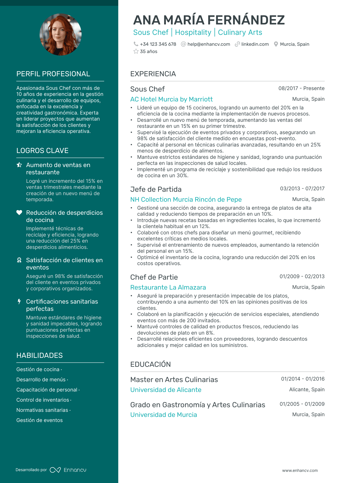 CV Chef: 15 Plantillas y Ejemplos de Currículum de Cocinero