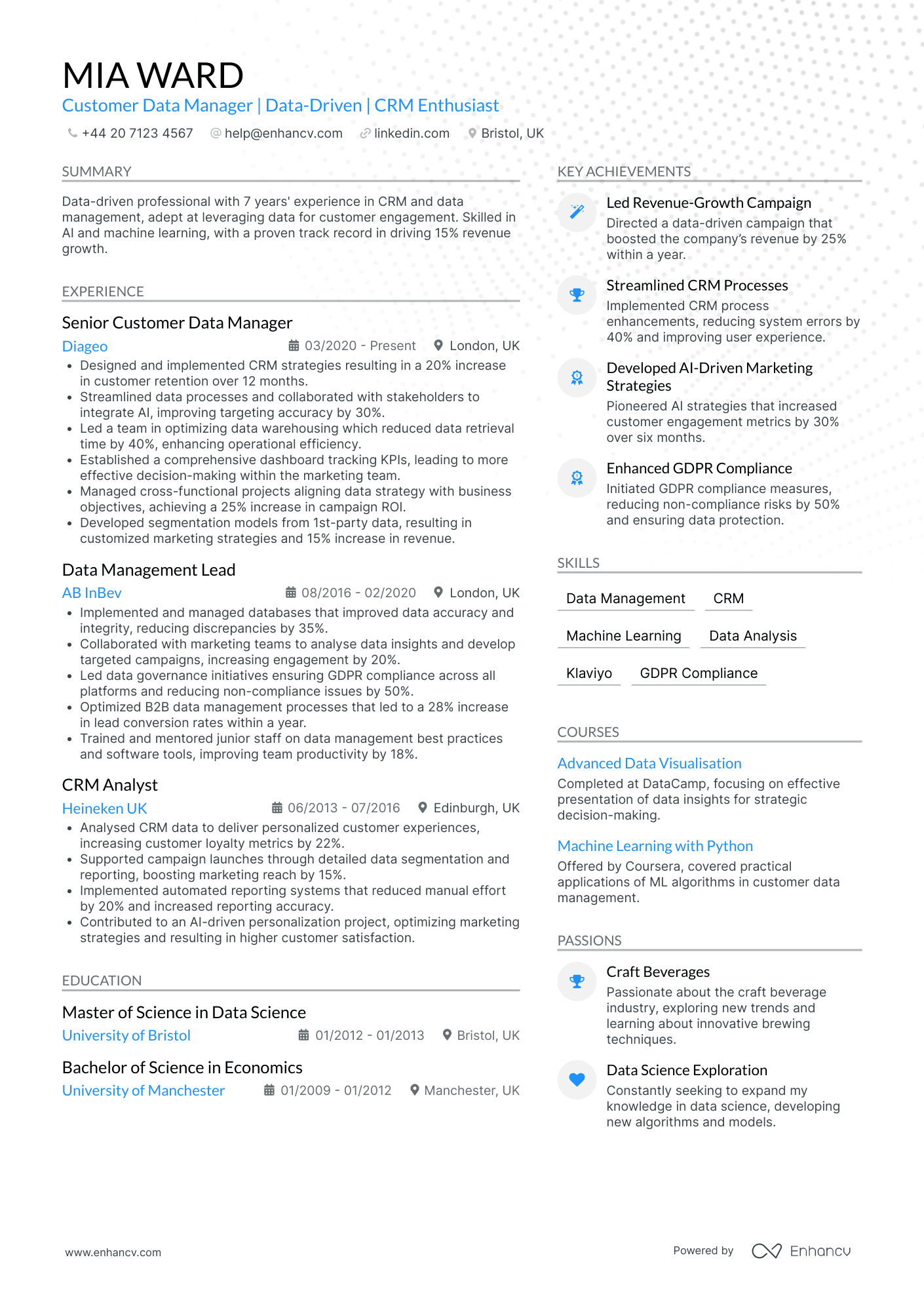 CRM Manager CV Examples & Guide for 2026