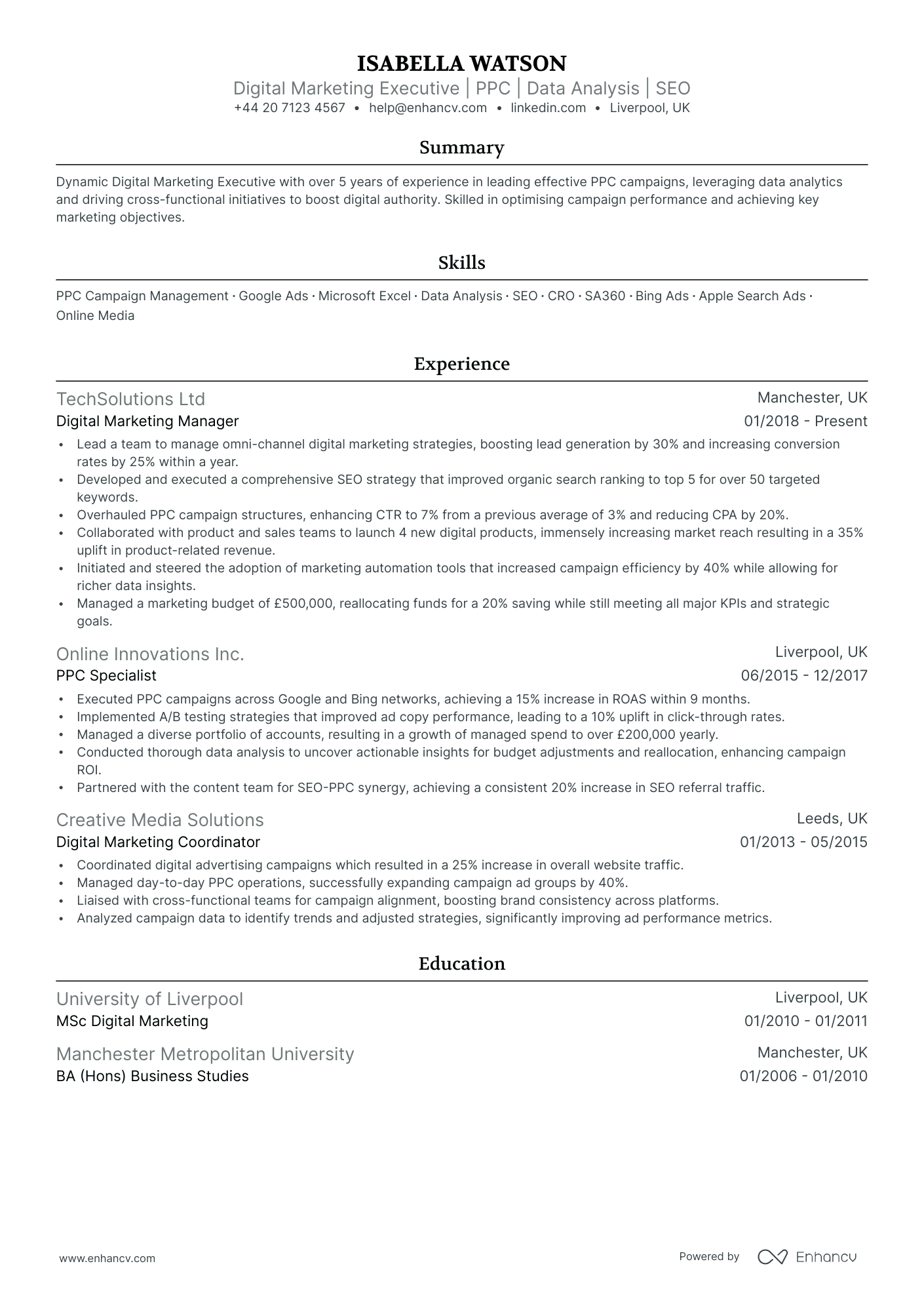 Digital Marketing CV Examples & Guide for 2025
