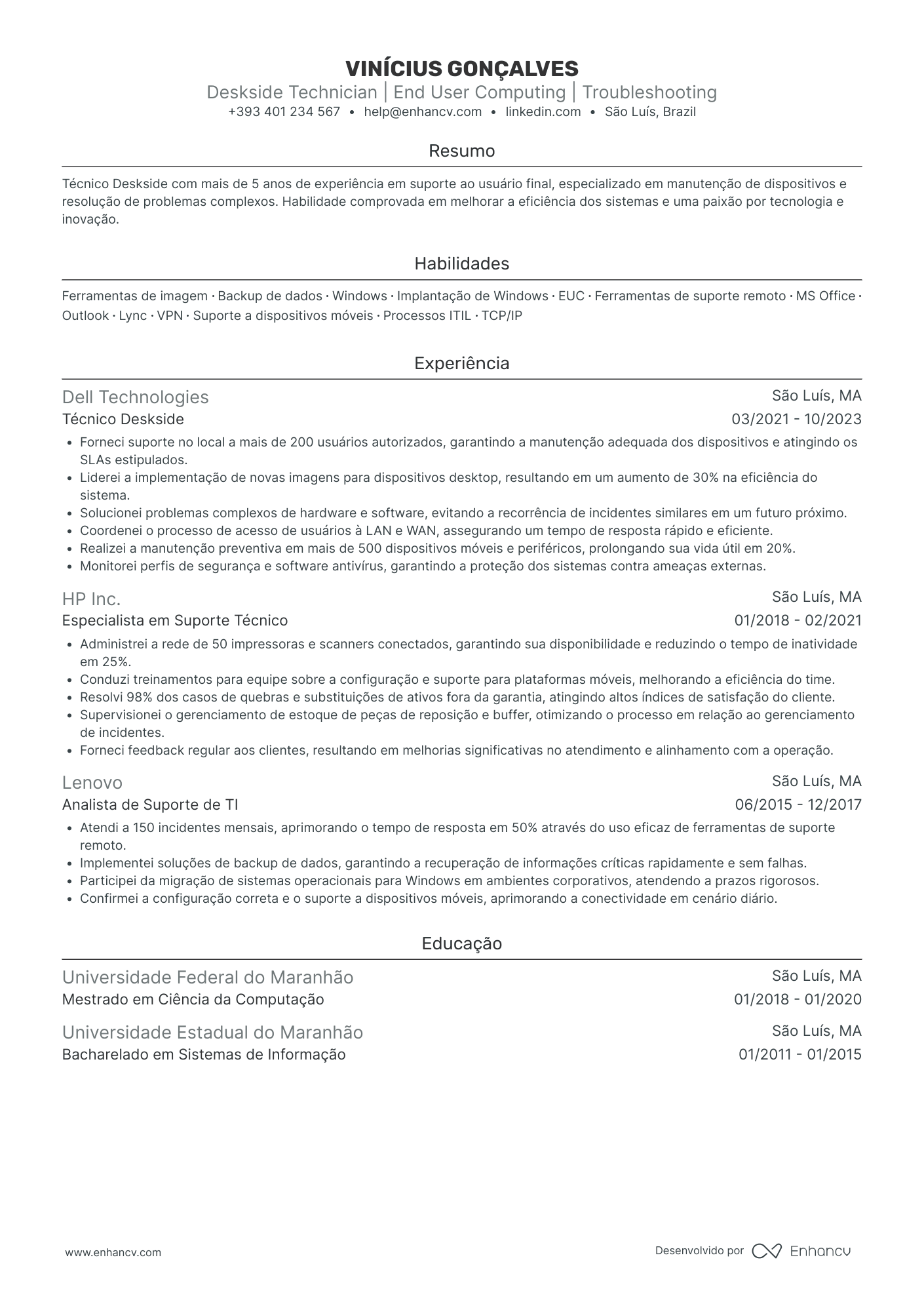 12 Exemplos de Currículo para Técnico de Informática que Conseguiram ...