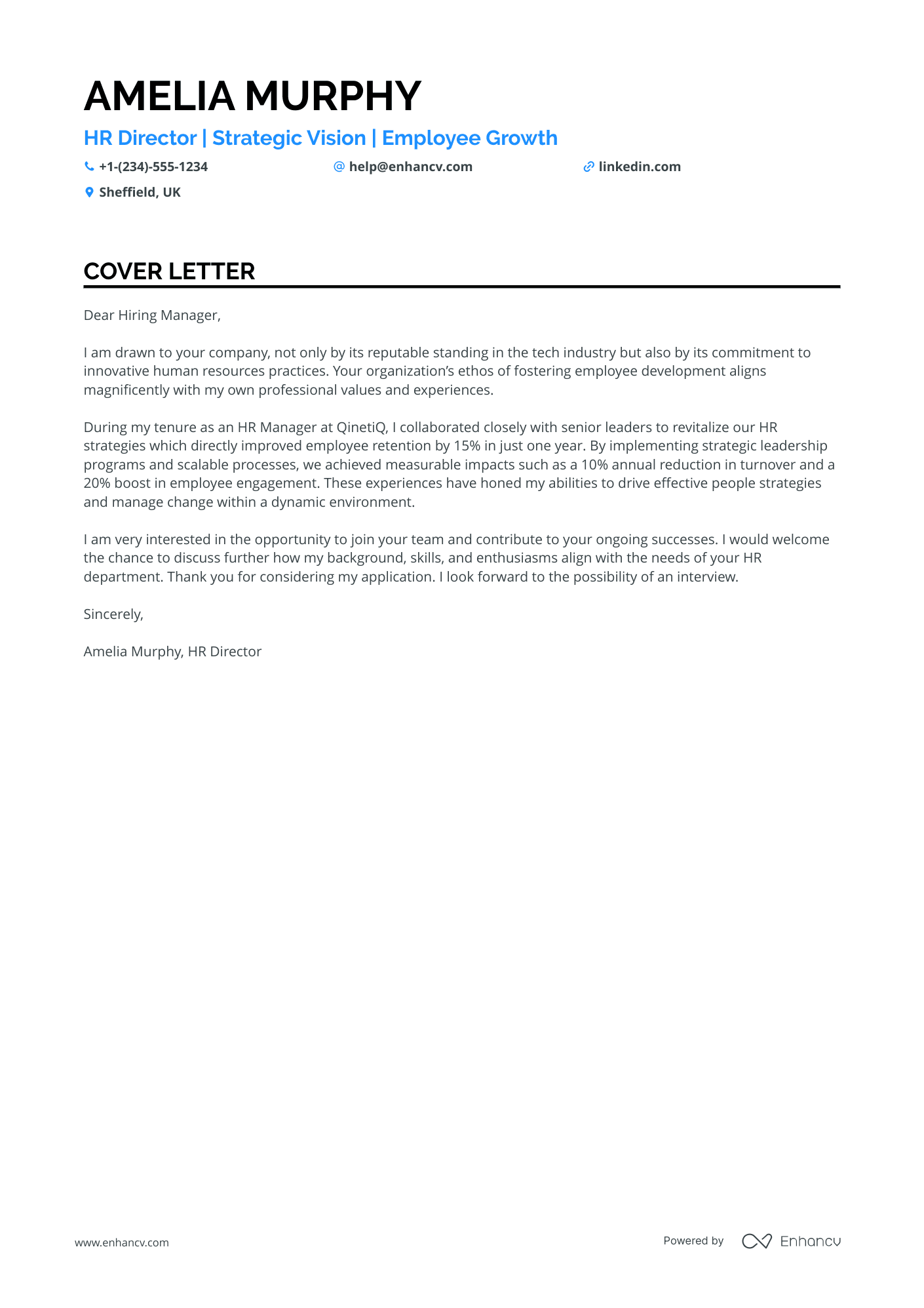 HR Director Cover Letter Examples & Guide for 2025