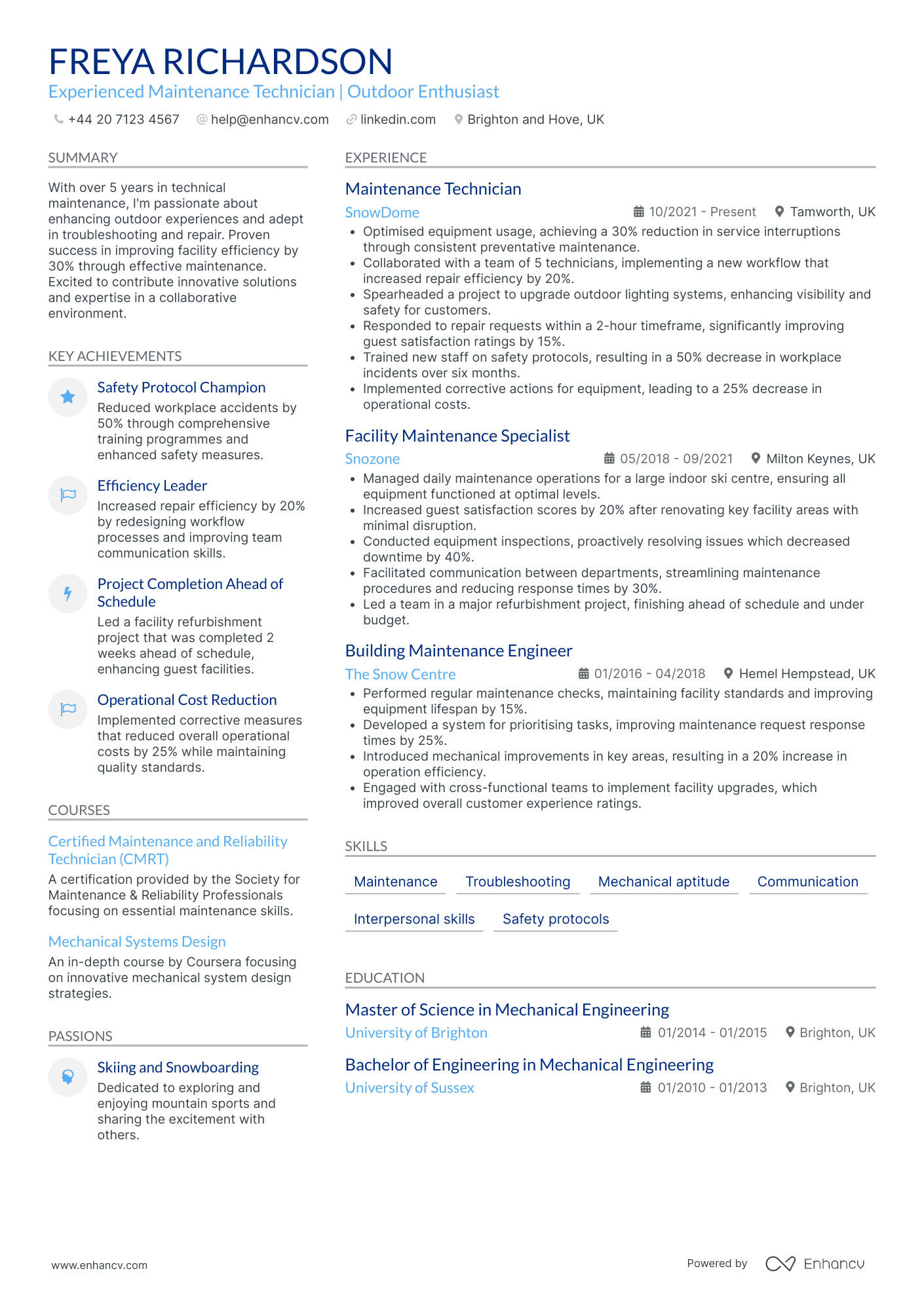 Maintenance Technician CV Examples & Guide for 2026