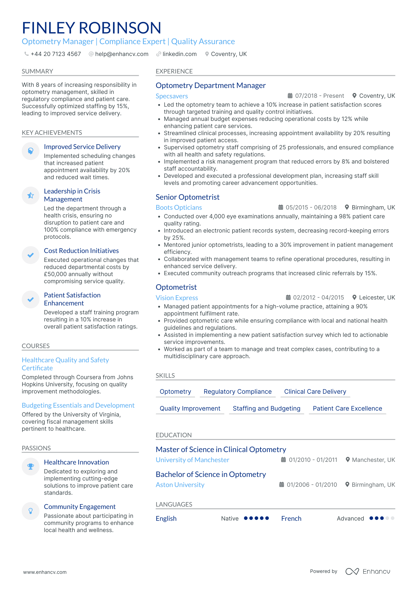 Optometry CV Examples & Guide for 2026