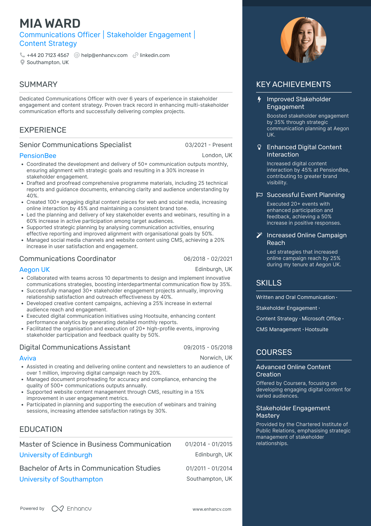 Communications Officer CV Examples & Guide for 2025