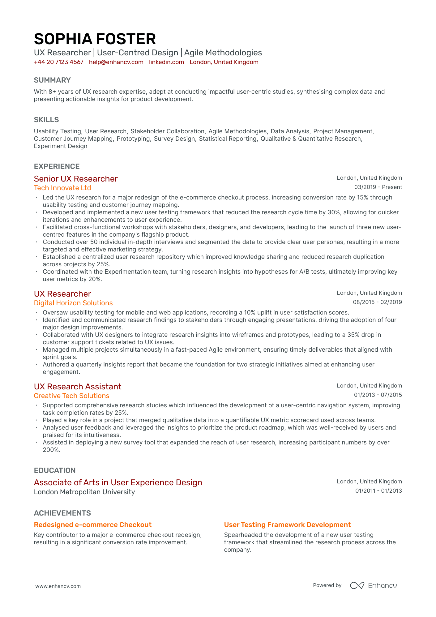 UX Researcher CV Examples & Guide for 2025