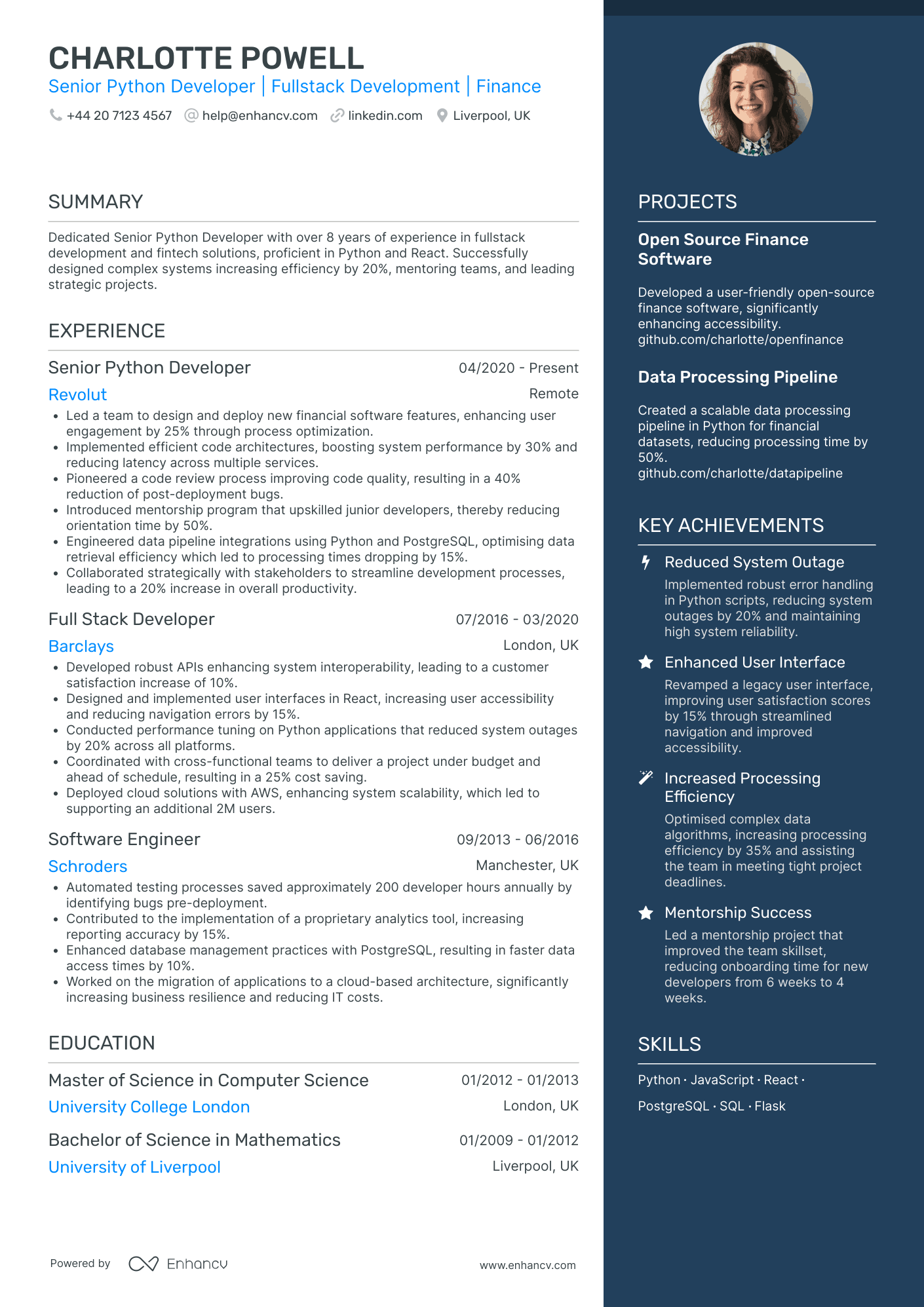 Python Developer CV Examples & Guide for 2025