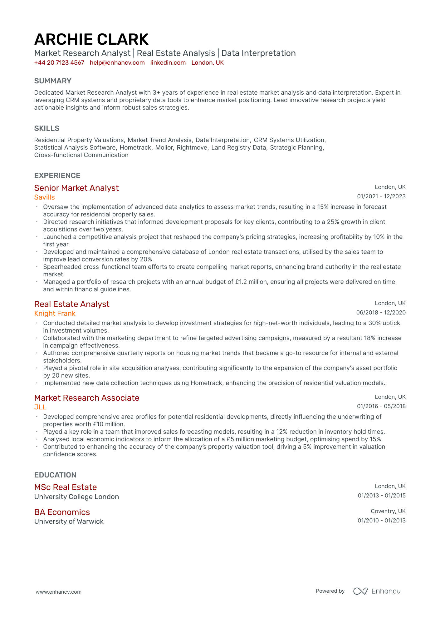 Market Research CV Examples & Guide for 2025