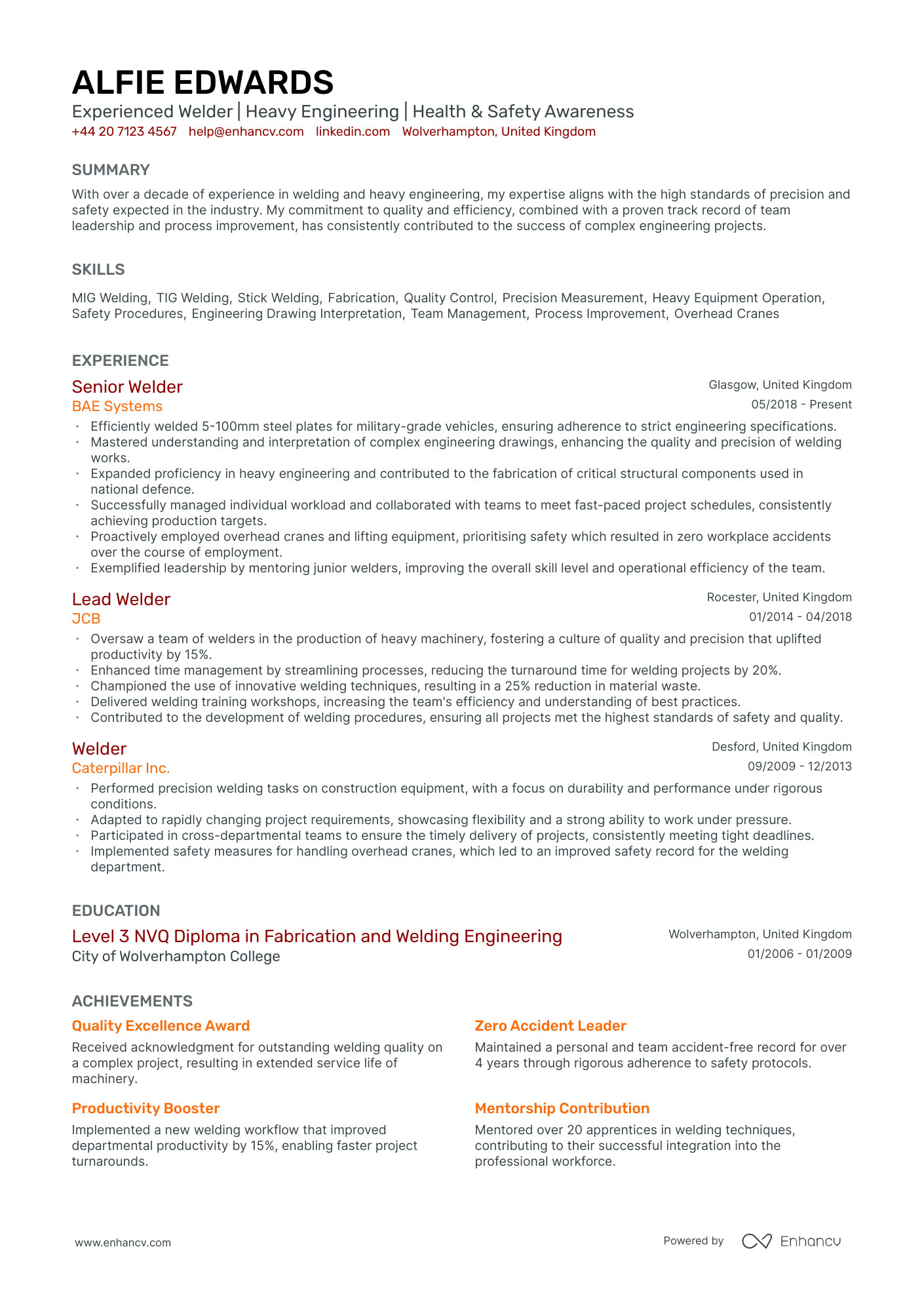 Welder CV Examples & Guide for 2025