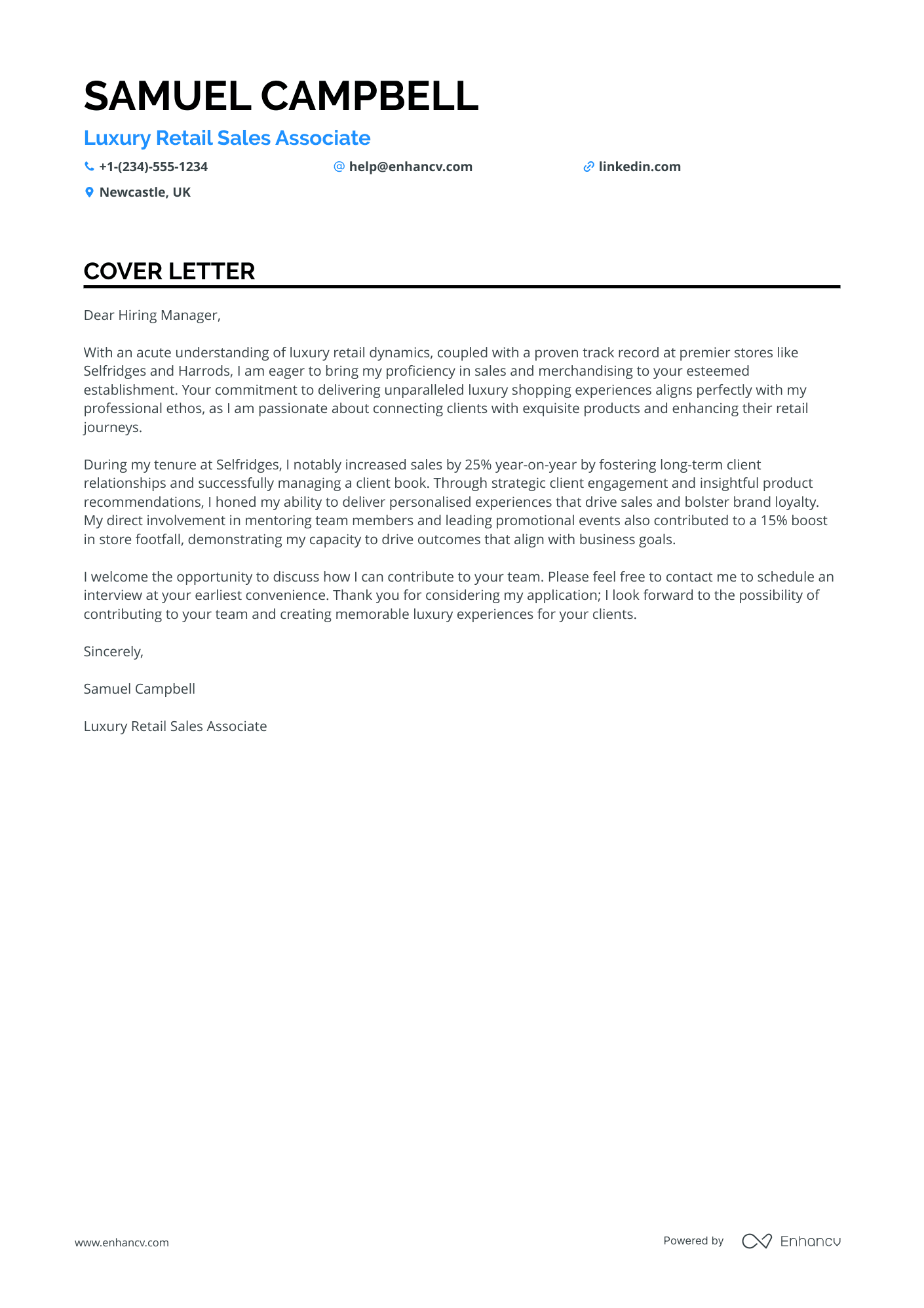 Luxury Retail Cover Letter Examples & Guide for 2025