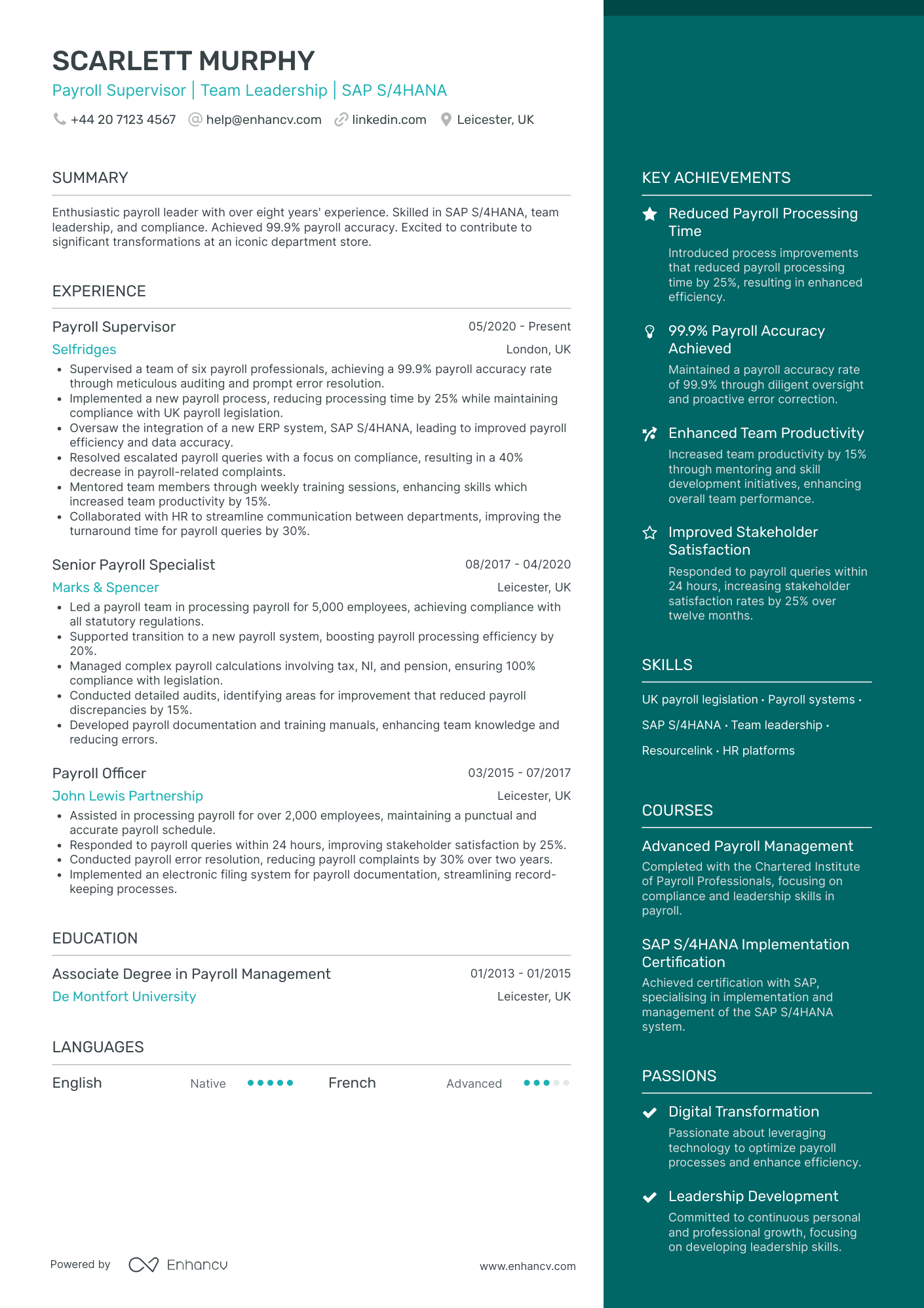 Payroll Manager CV Examples & Guide for 2026