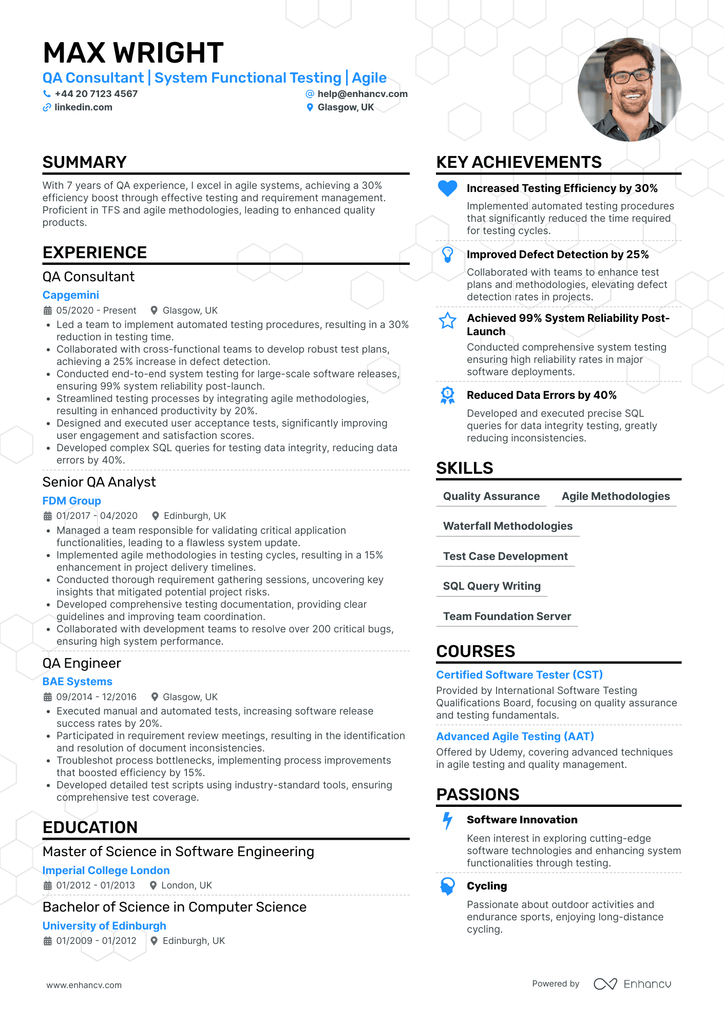 QA Tester CV Examples & Guide for 2026