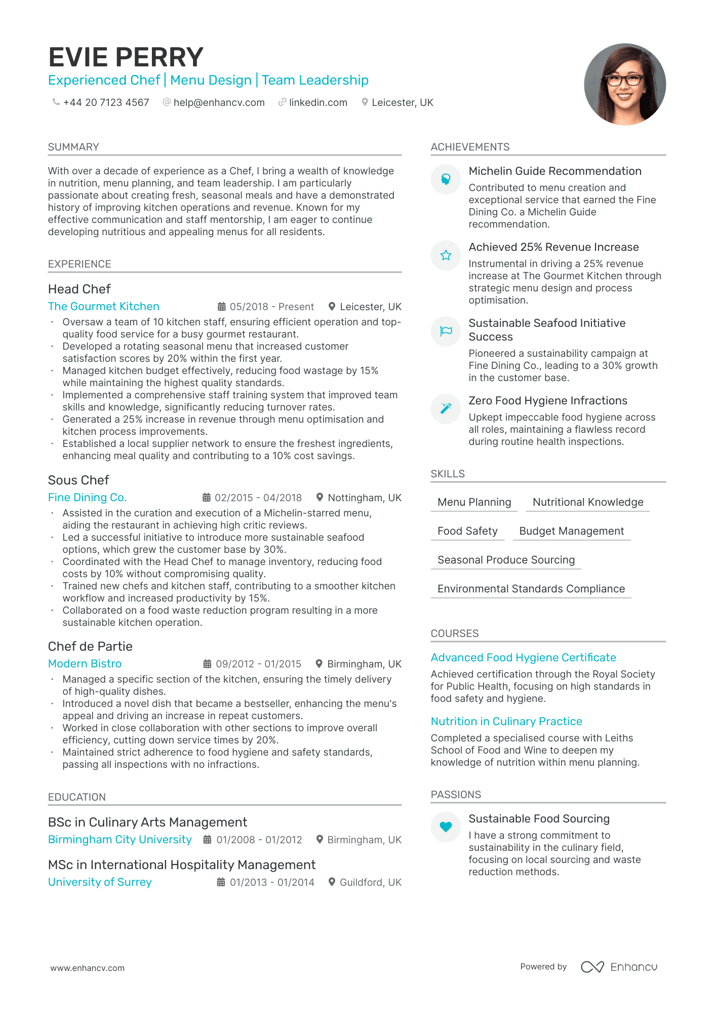 Chef CV Examples & Guide for 2025