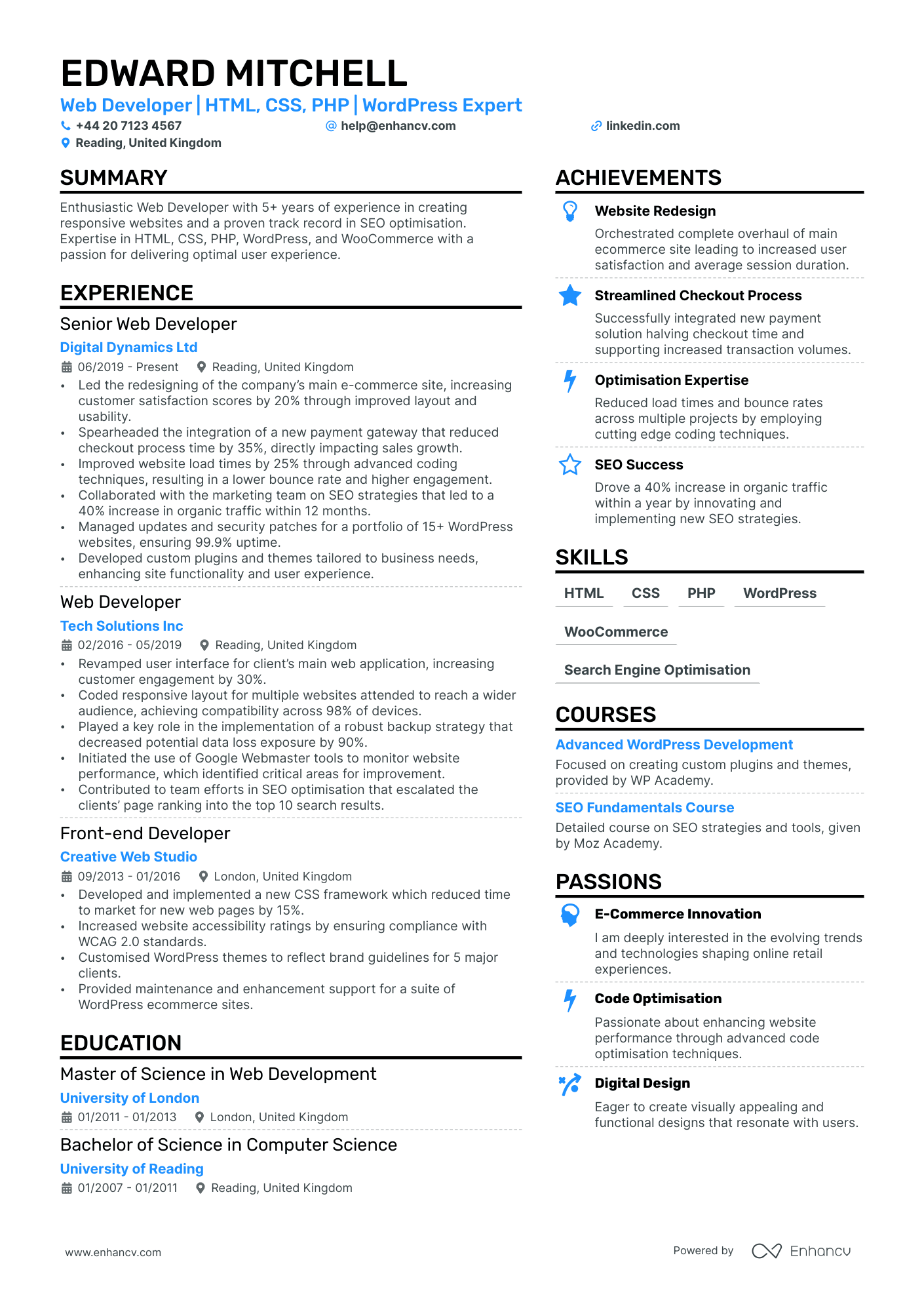 Web Developer CV Examples & Guide for 2024