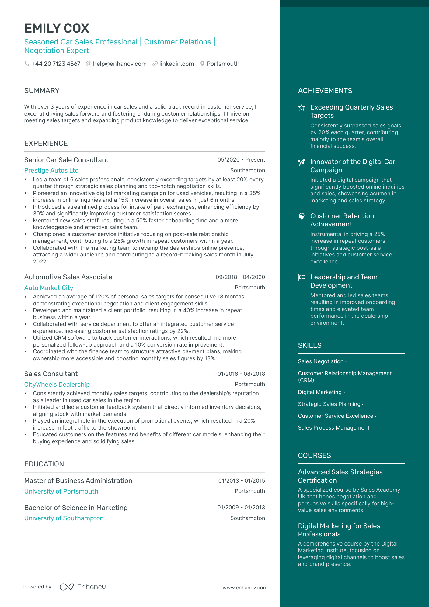 Car Salesman CV Examples & Guide for 2025