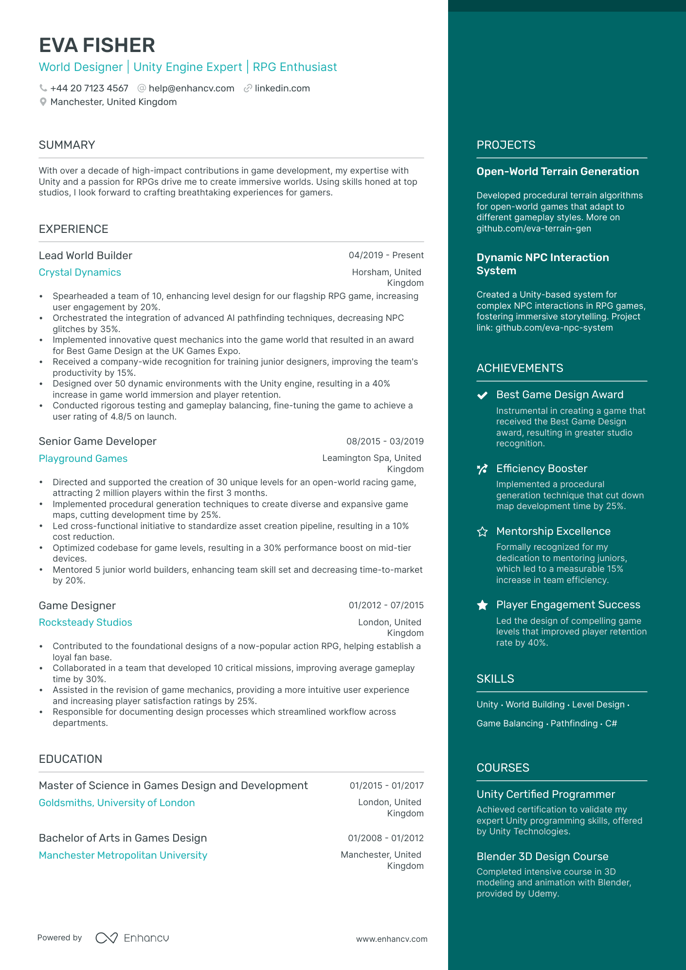 Game Developer CV Examples & Guide for 2025