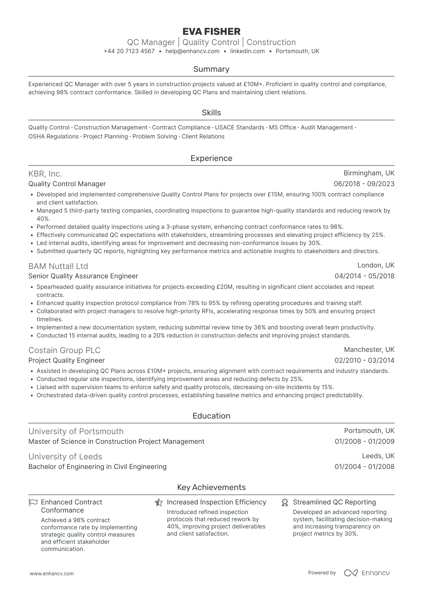 Construction Manager CV Examples & Guide for 2026