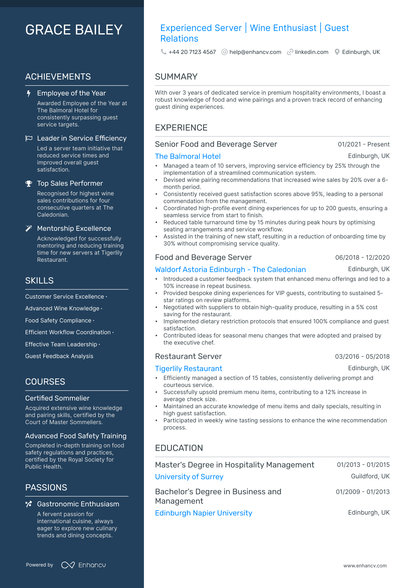 Server CV Examples & Guide for 2025
