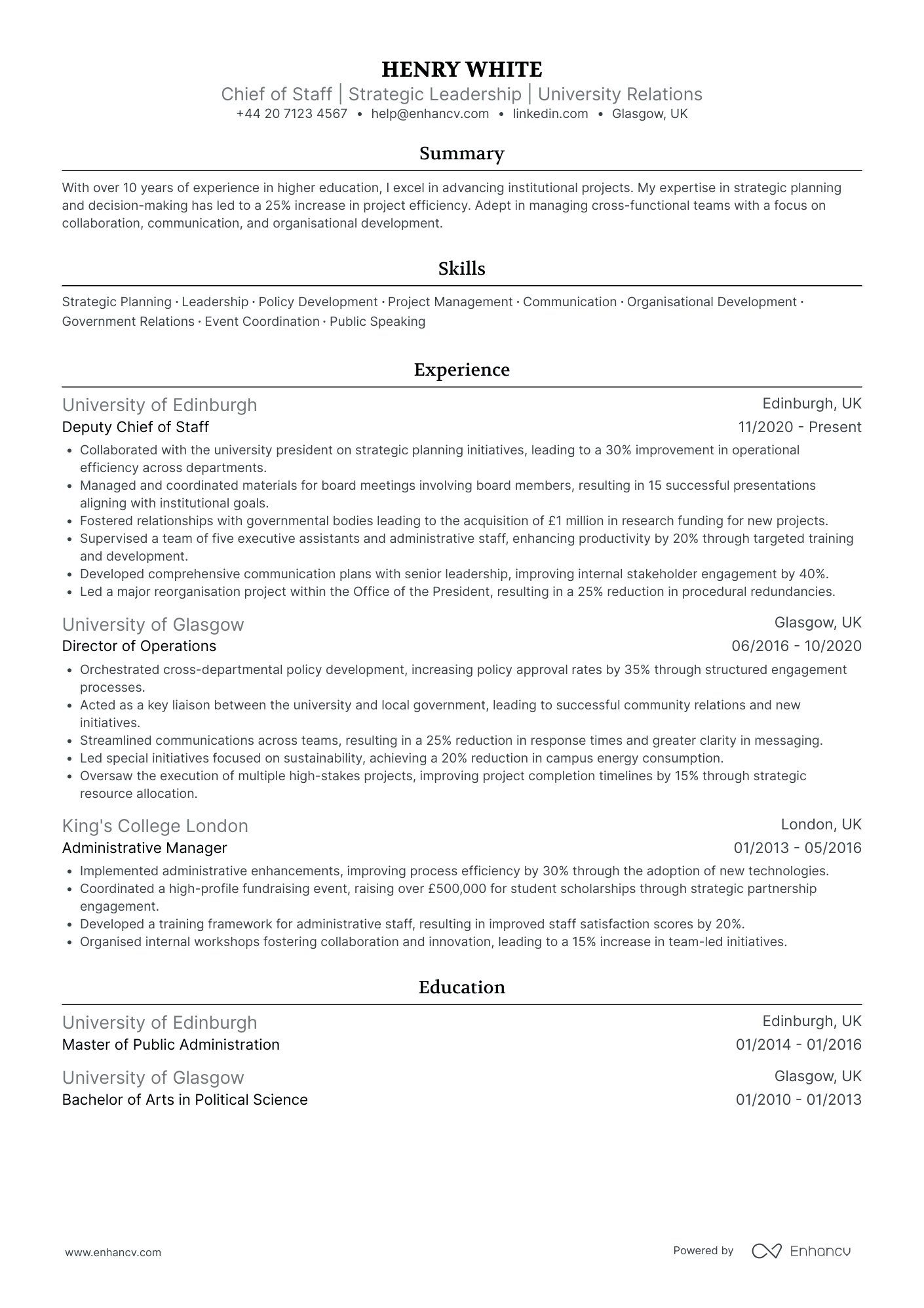 Chief of Staff CV Examples & Guide for 2026