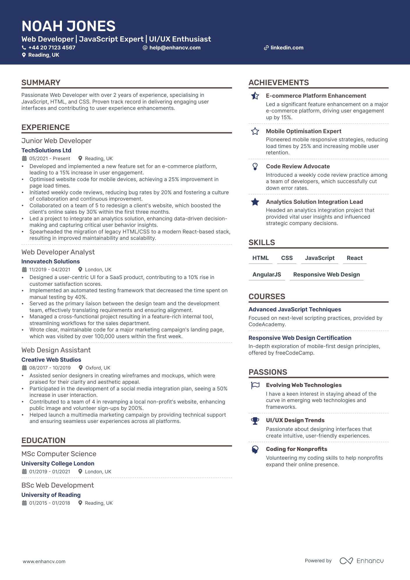 Front End Developer CV Examples & Guide for 2025