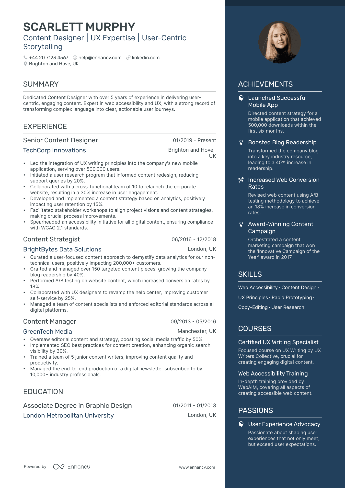 Content Designer CV Examples & Guide for 2025