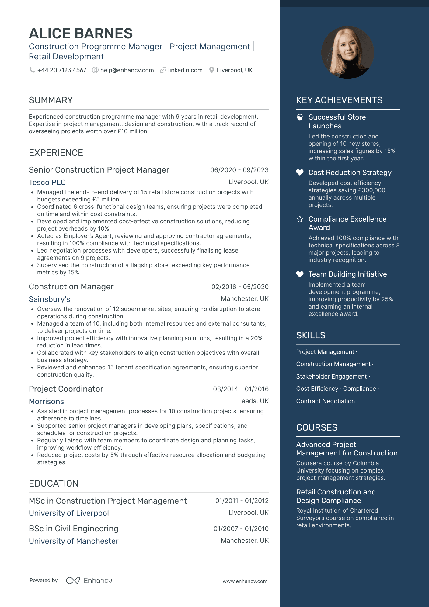 Construction Project Manager CV Examples & Guide for 2026