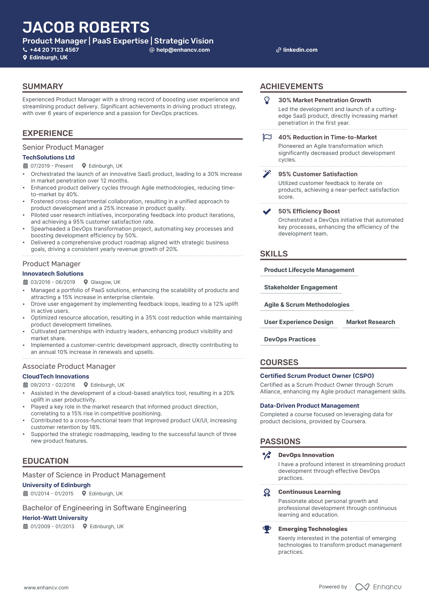 Product Manager CV Examples & Guide for 2025