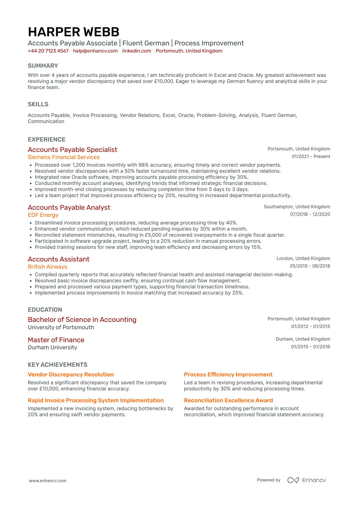 Accounts Payable CV Examples & Guide for 2026