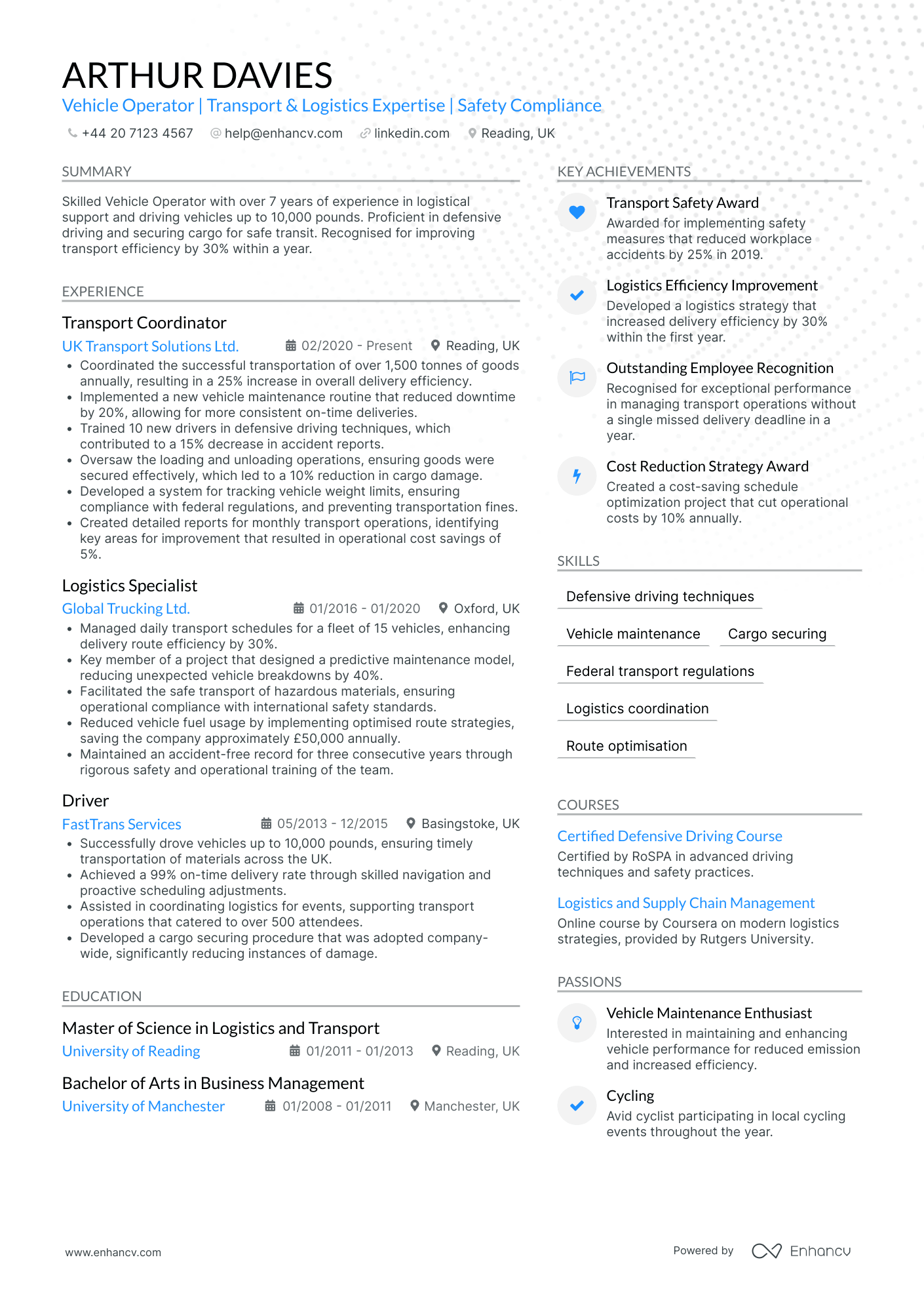 Truck Driver CV Examples & Guide for 2025