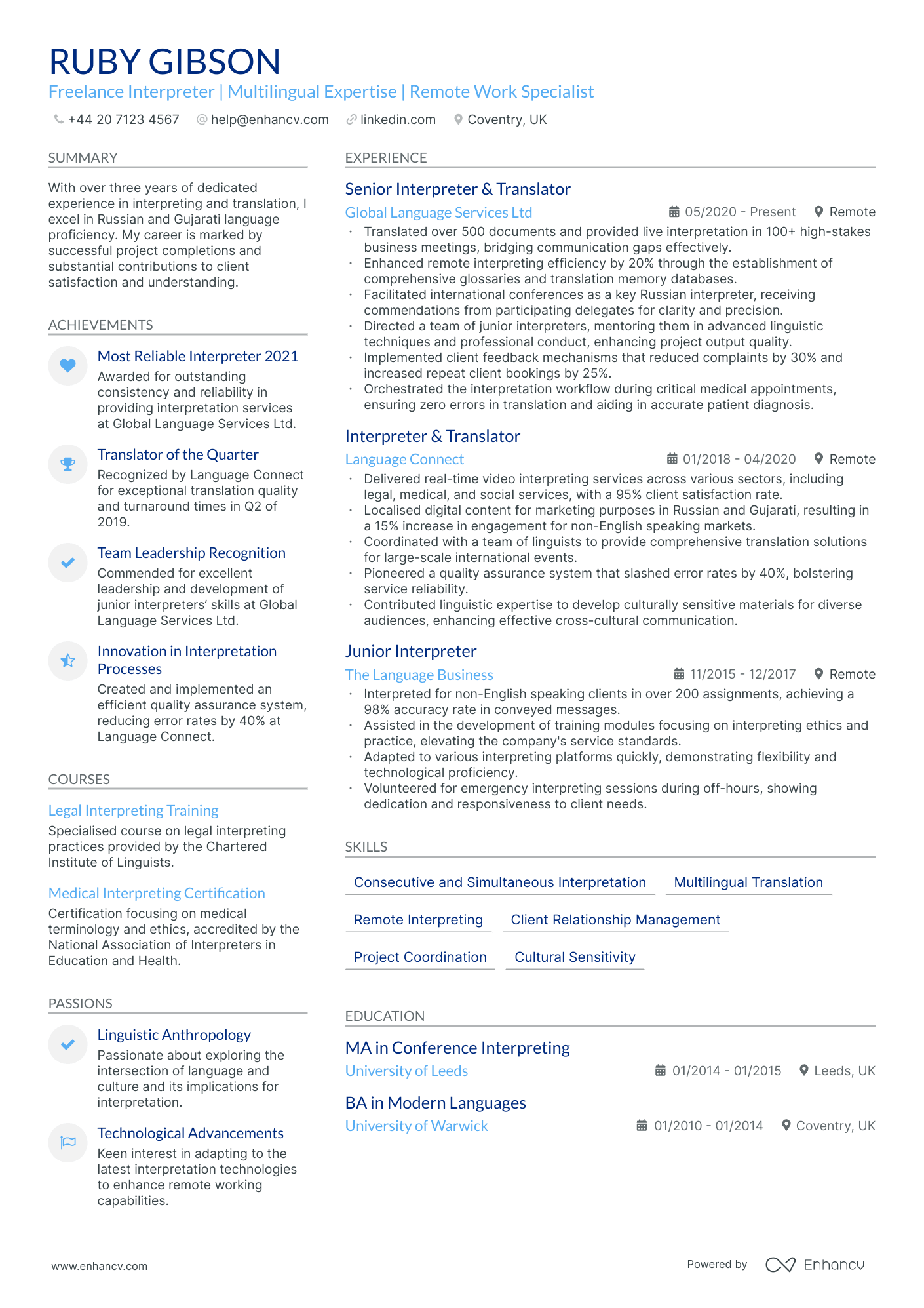 Translator CV Examples & Guide for 2025