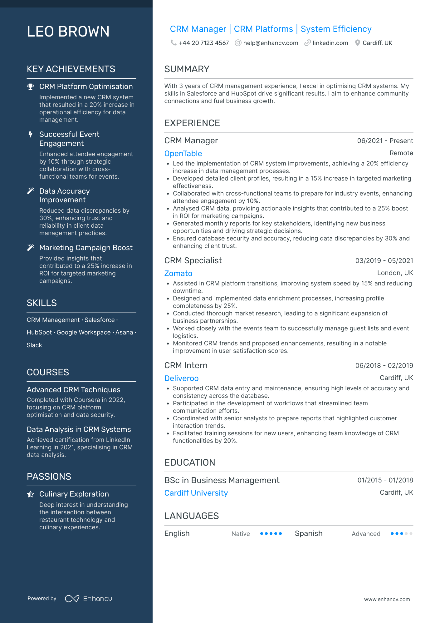CRM Manager CV Examples & Guide for 2026