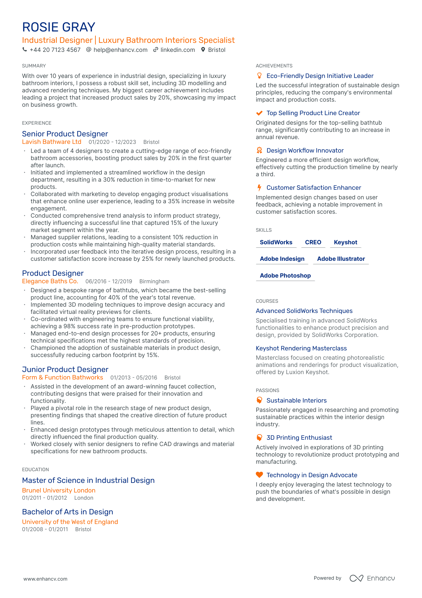 Industrial Design CV Examples & Guide for 2025