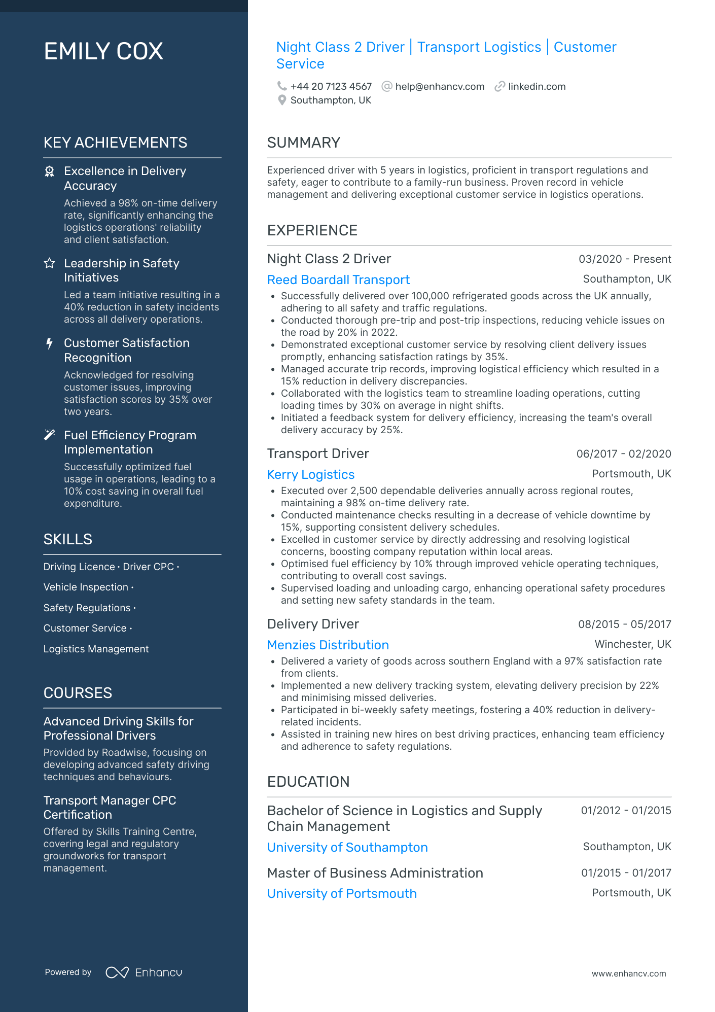 Truck Driver CV Examples & Guide for 2026