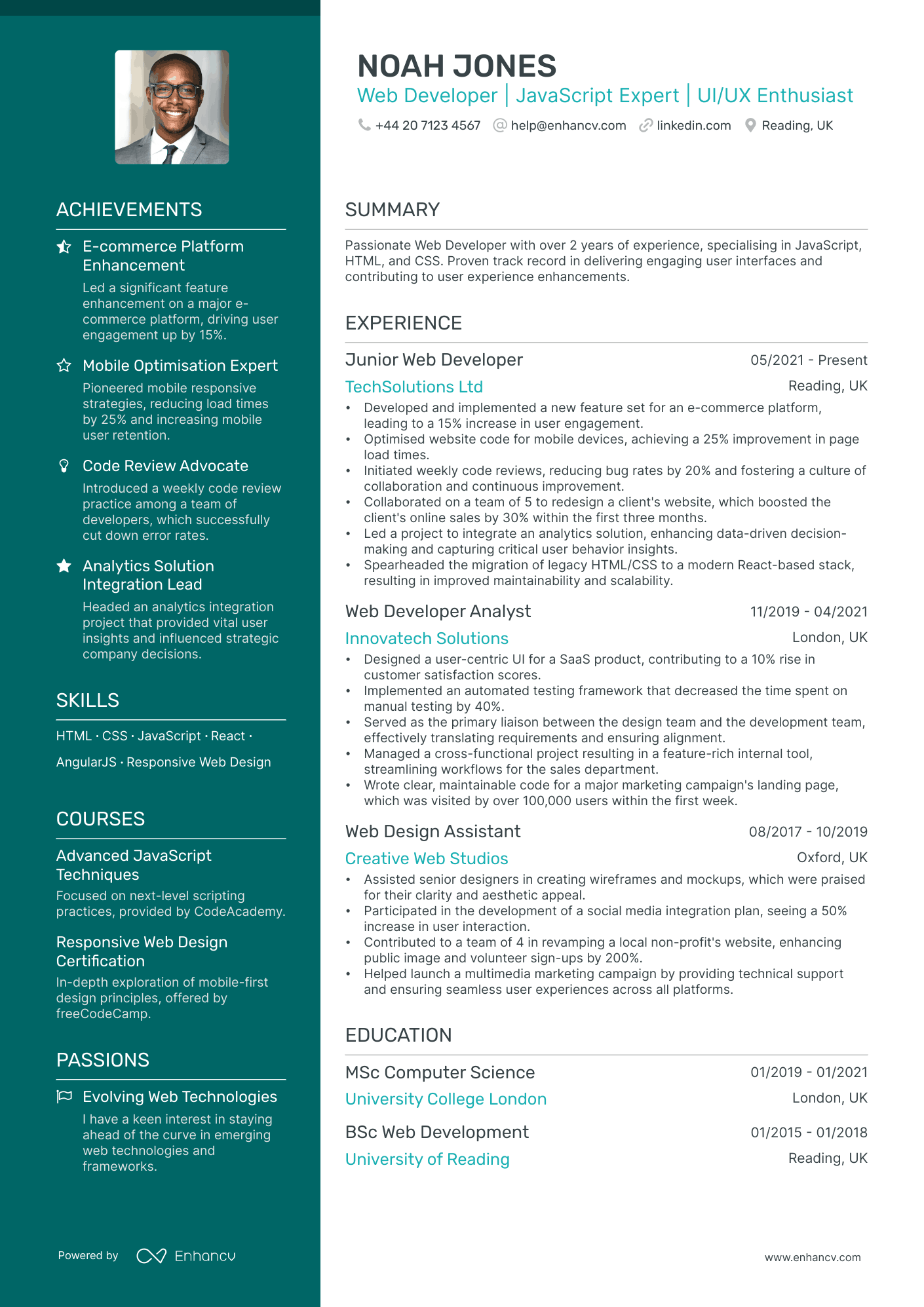 Front End Developer CV Examples & Guide for 2025