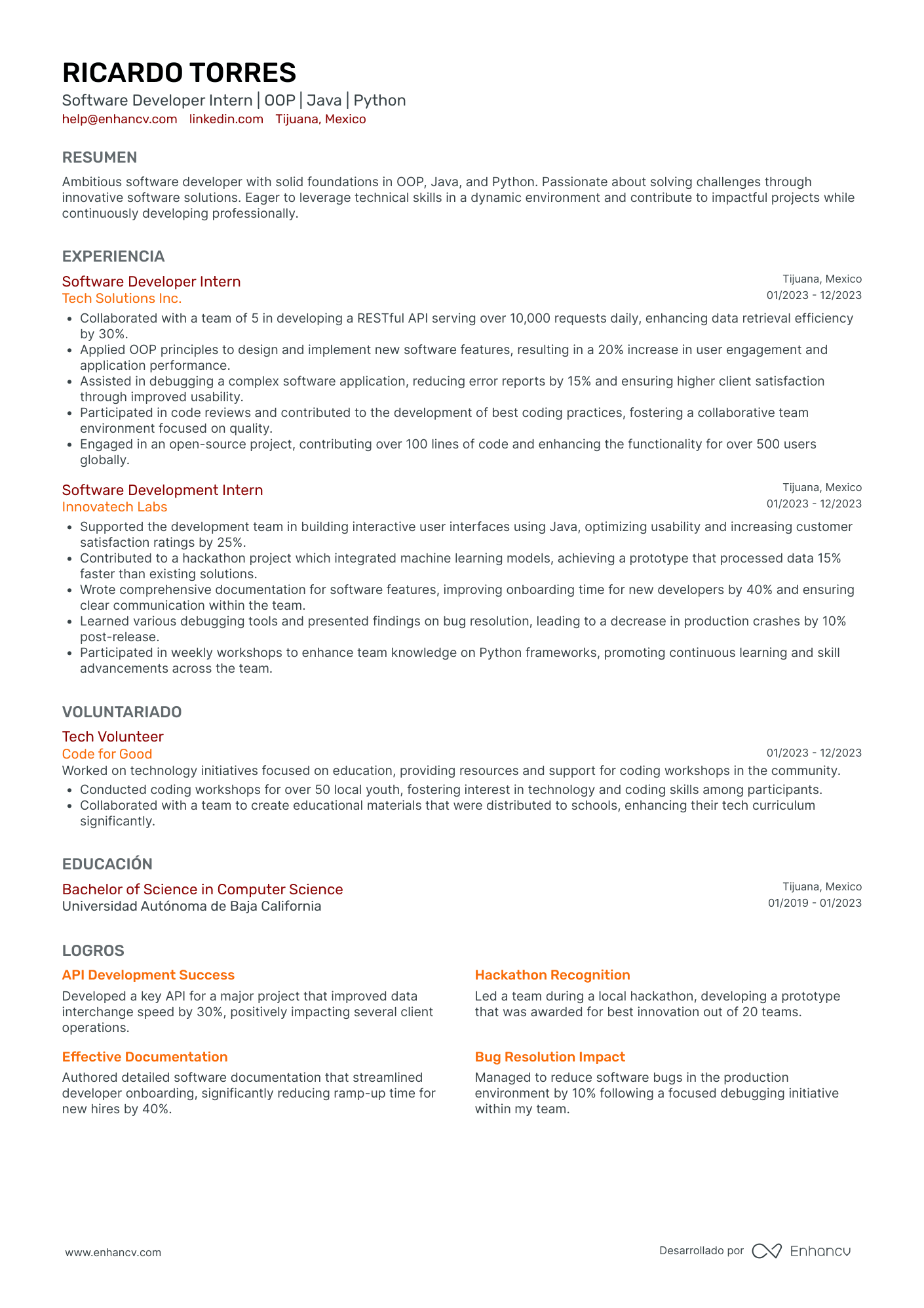 CV Desarrollador de Software: +20 Plantillas y Ejemplos