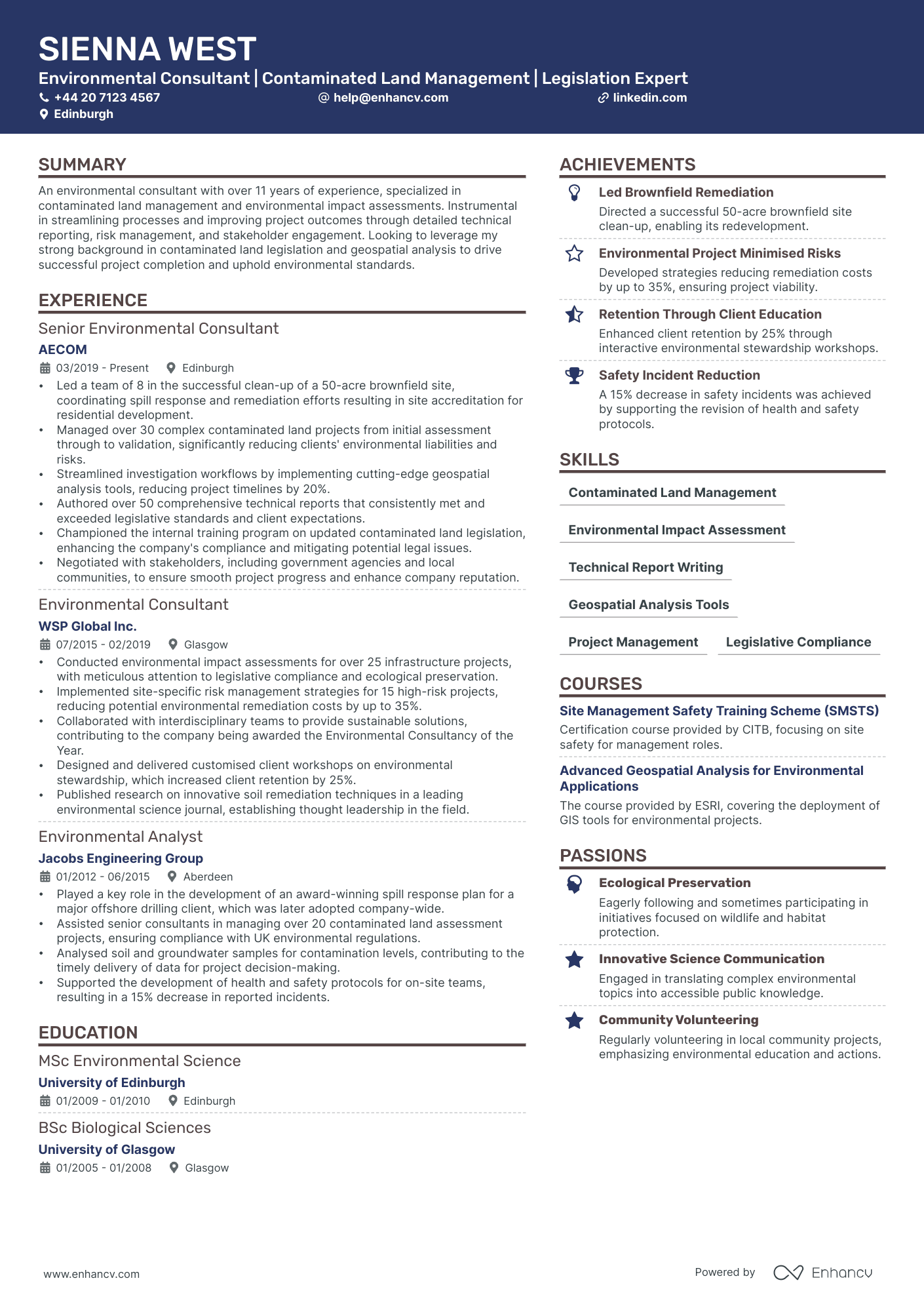 Environmental Consultant CV Examples & Guide for 2025
